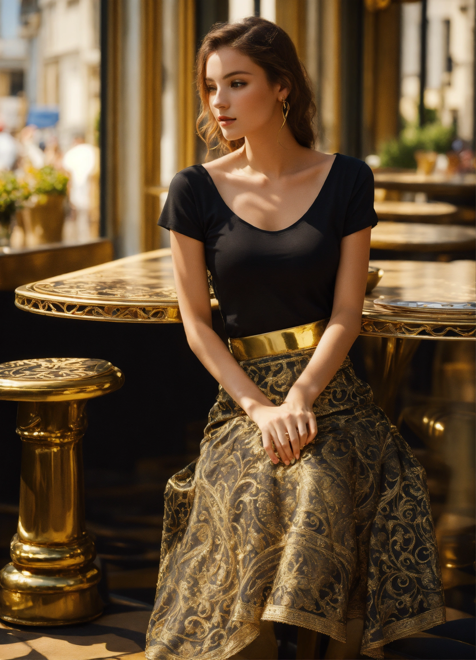 Lexica - A beautiful european model wearing a plain blank black t-shirt ...