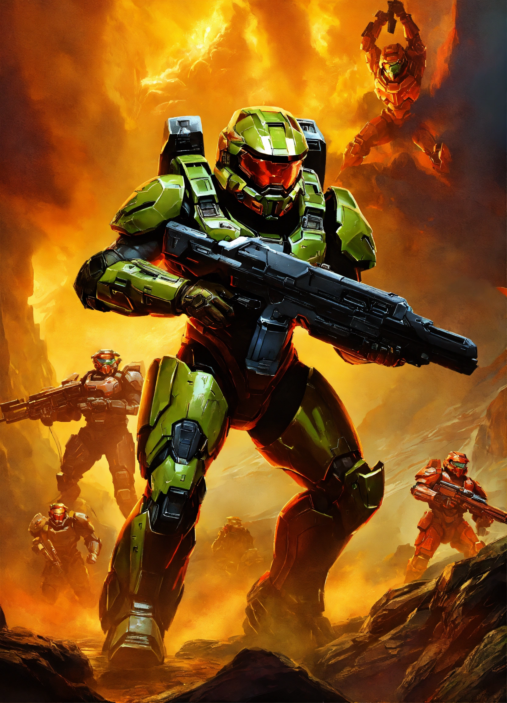 Lexica - Doom slayer, doom, master chief, halo, side by side, fighting ...