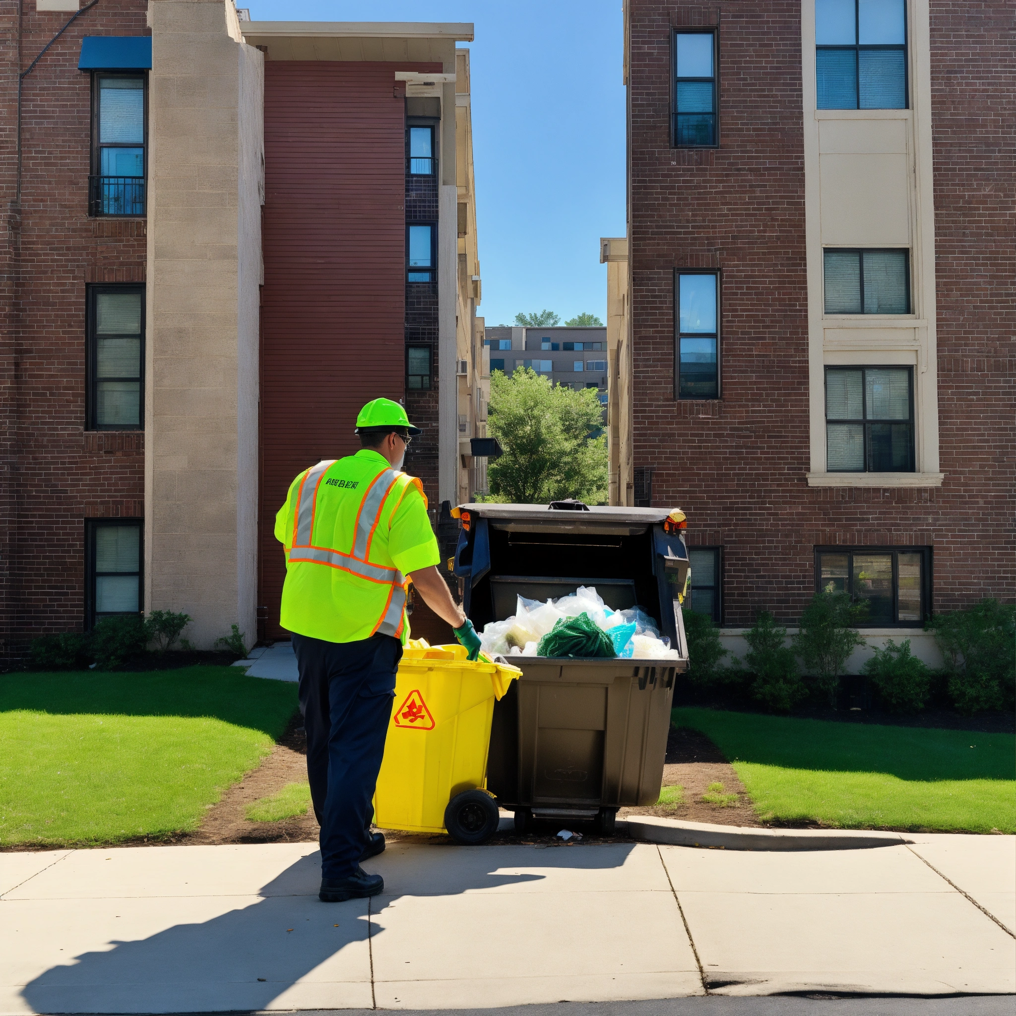 Lexica - A photo of a man in a high-visibility vest taking out the ...
