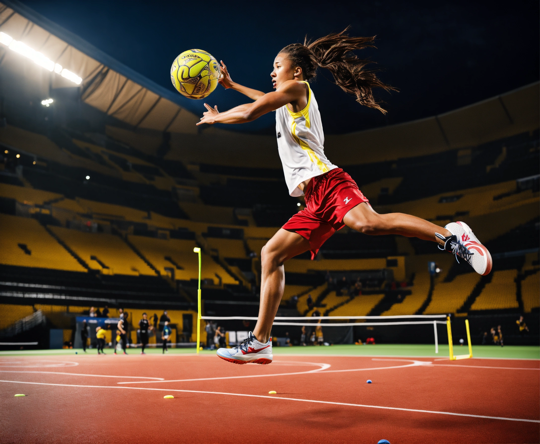 Lexica - Generate an image of a multi-sport athlete in the midst of ...