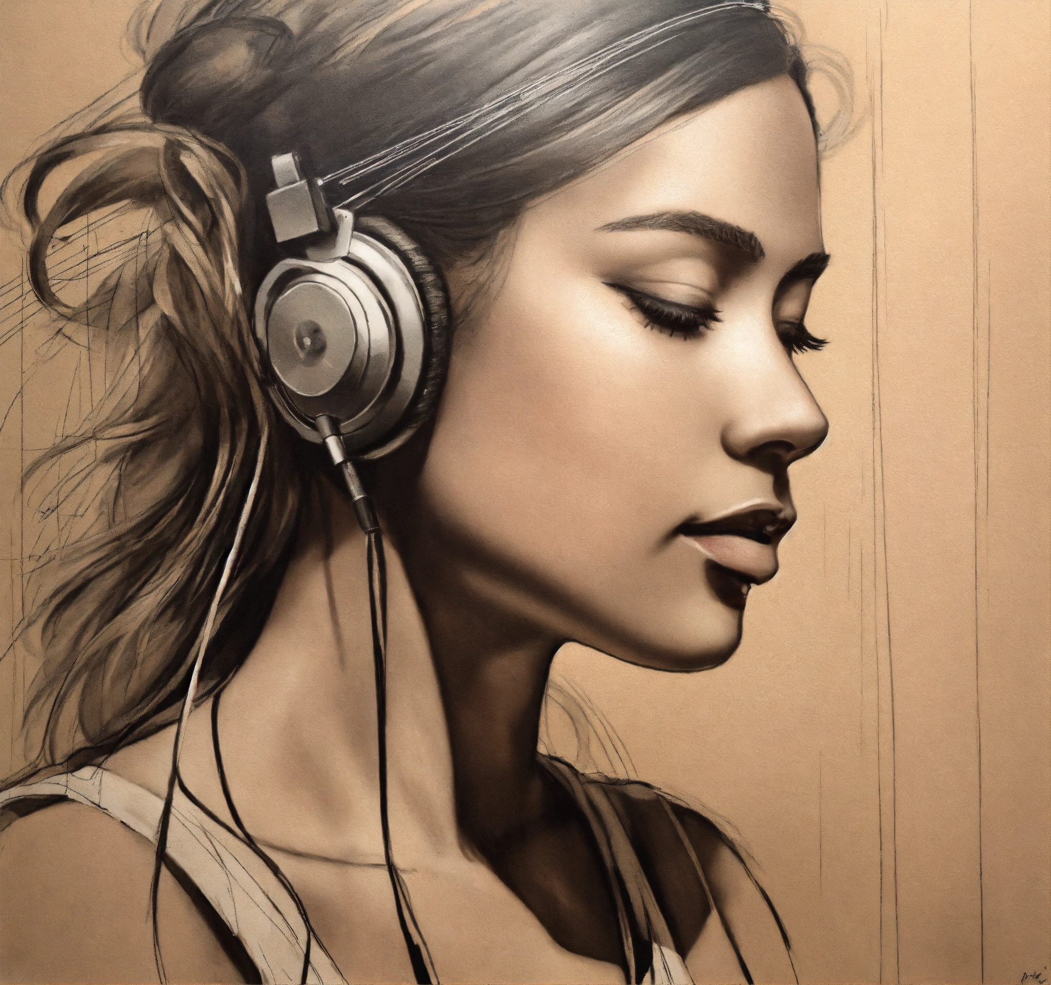 Lexica - Create me a portrait of music where merely the lines are ...