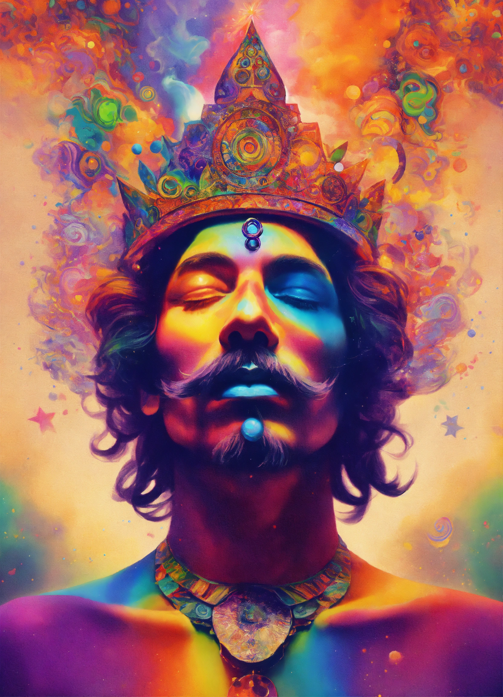 Lexica - Abstract hippy smoking dmt, with universe coming out of his ...