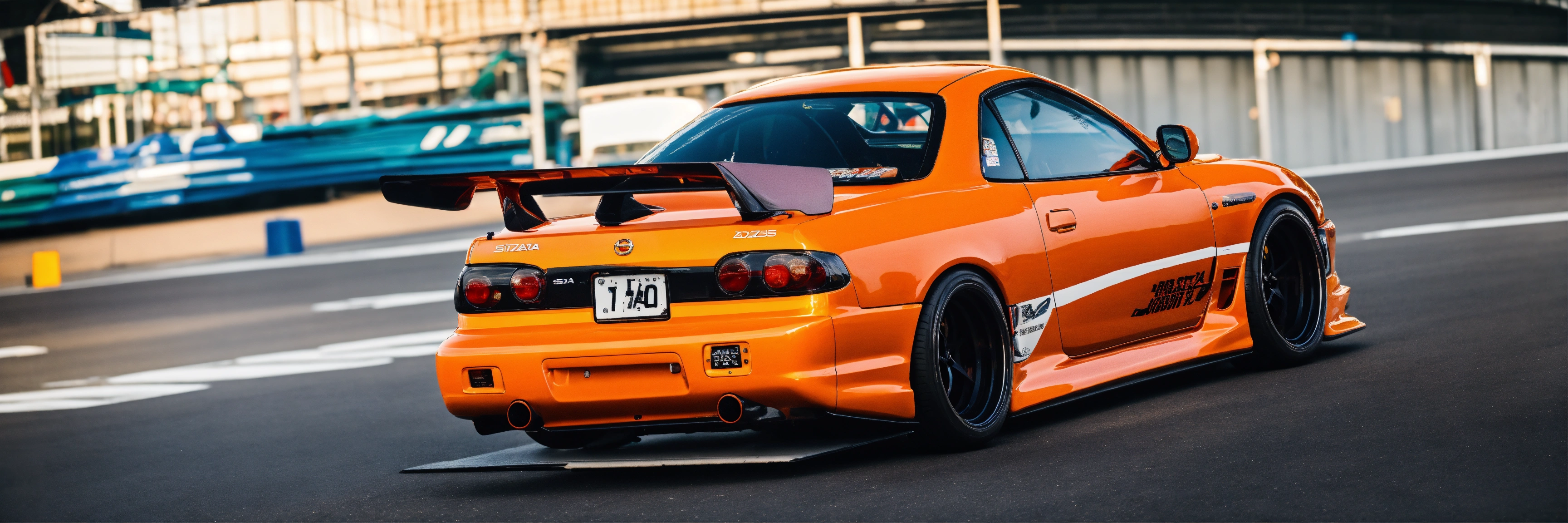 Lexica - A colorful orange Nissan Silvia S15 with a wide-body kit ...