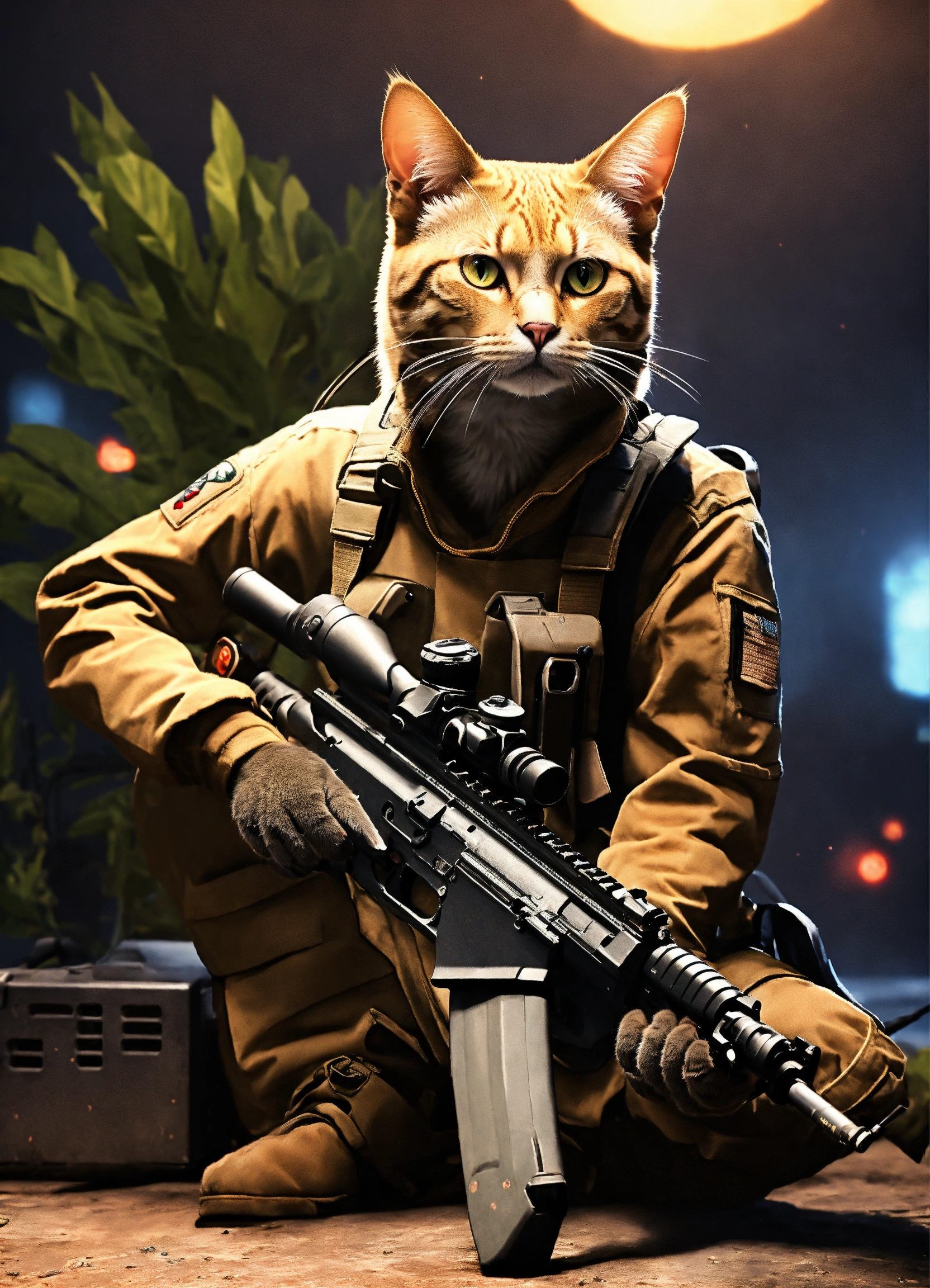 Lexica - Call of duty but all the guns are grey brown cats who look ...