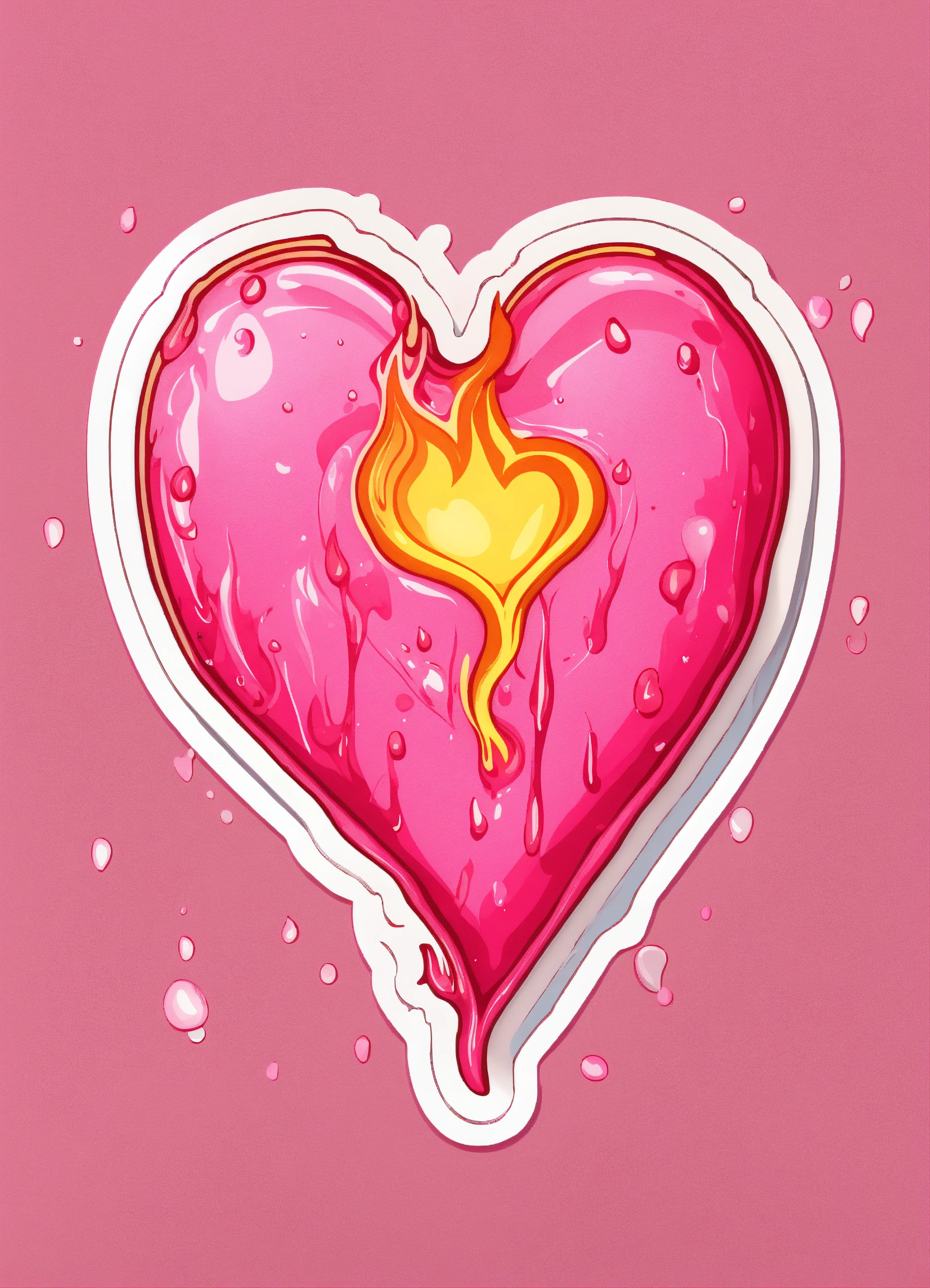 Lexica - Sticker, burning pink heart, melting pink heart, cute ...