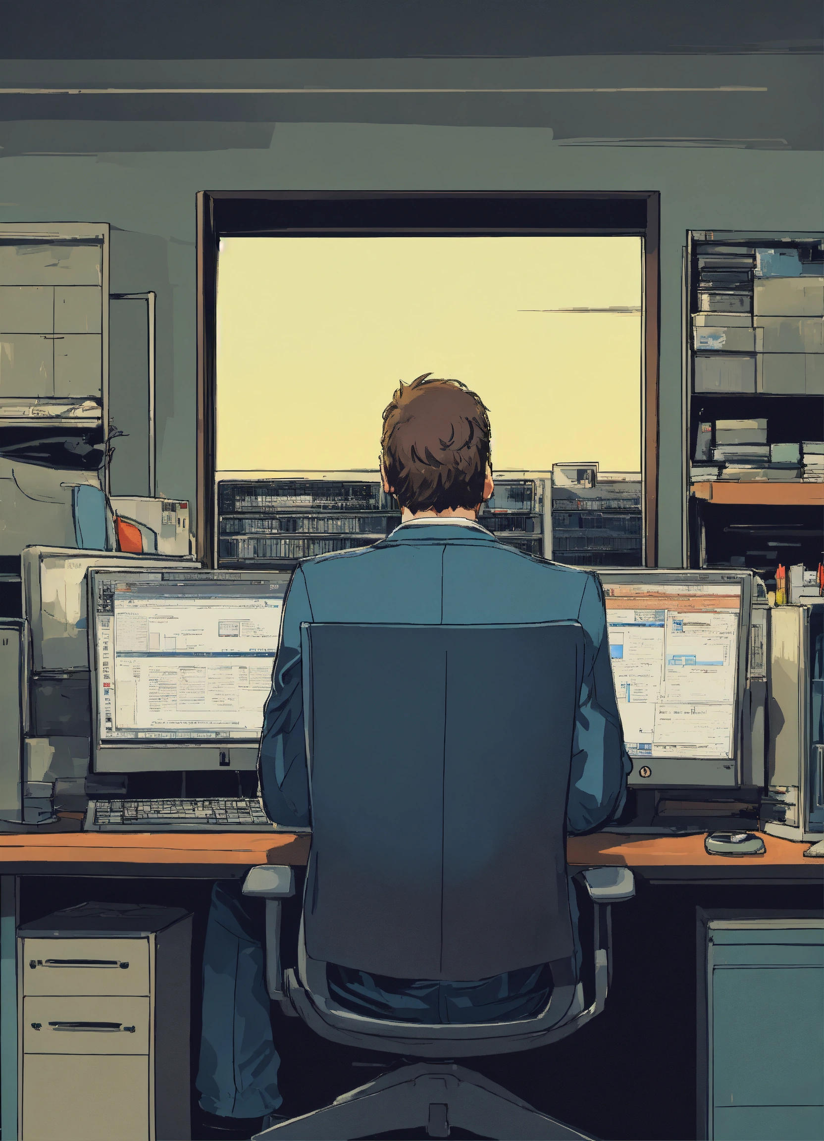 Lexica - Stupid looking guy on computer seen from back