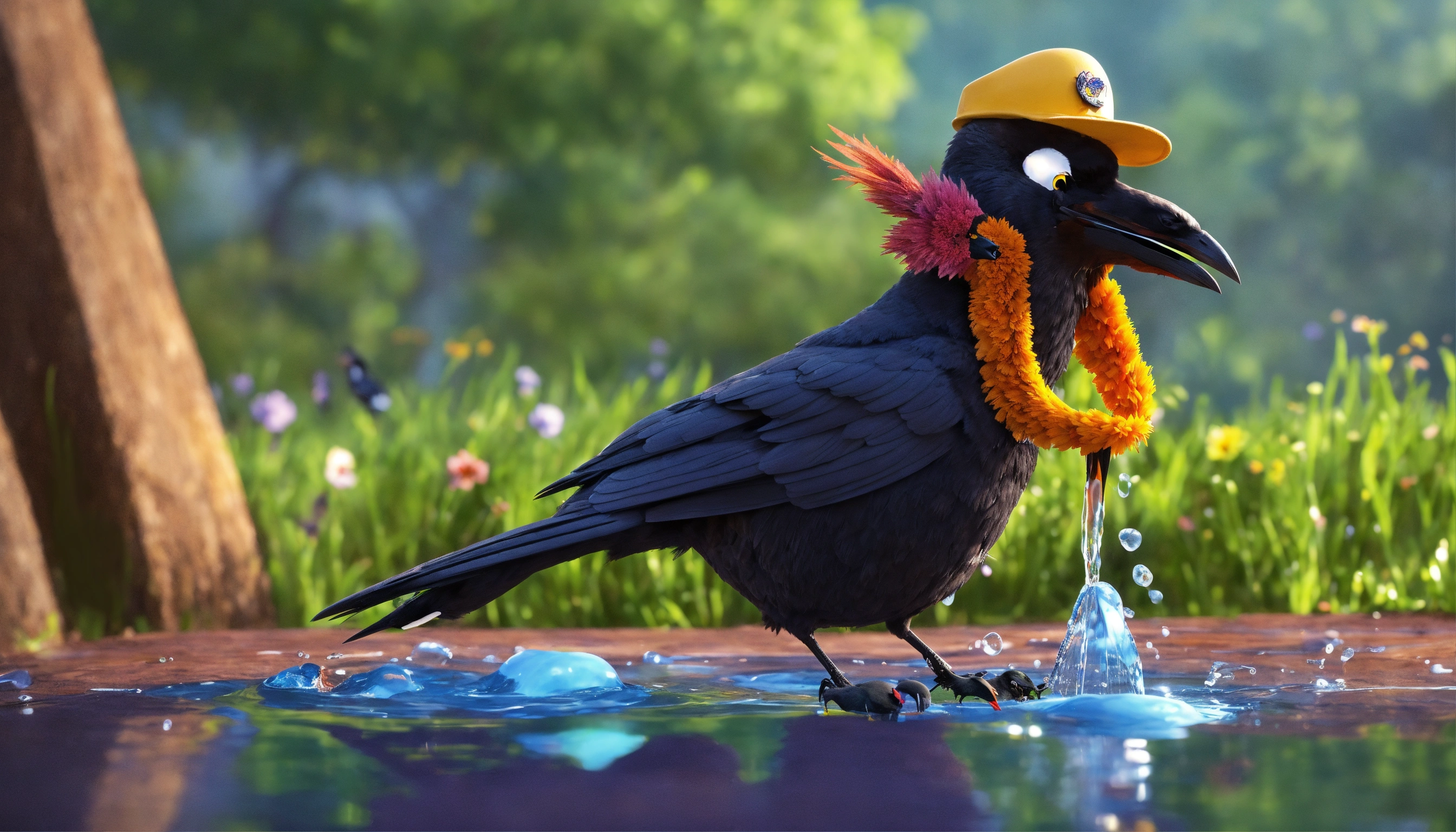 Lexica - Generate an image of "Depict the crows working together to ...