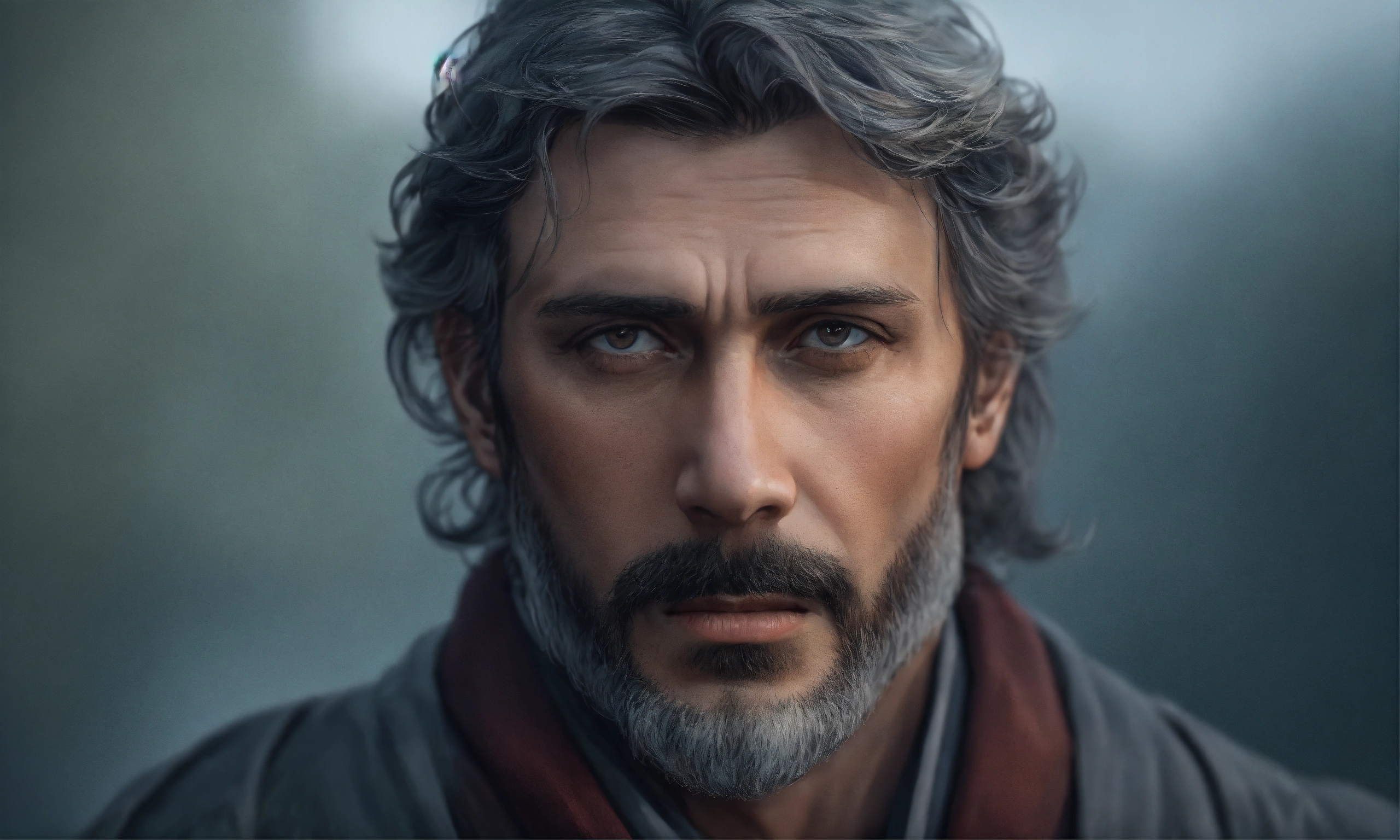 Lexica - Portrait of a stoic man, looks at the camera, clear background ...