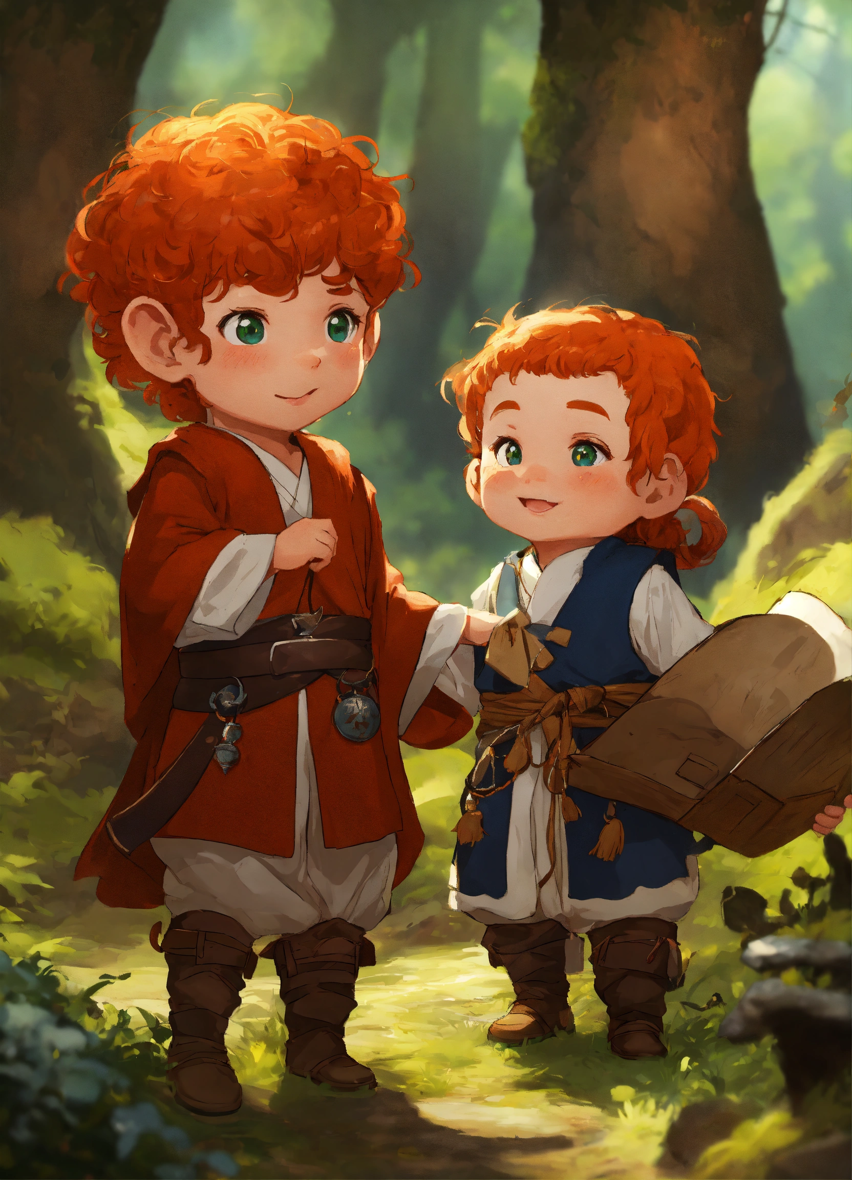 Lexica - Red headed halfling monk and cleric in monk robes in a forest