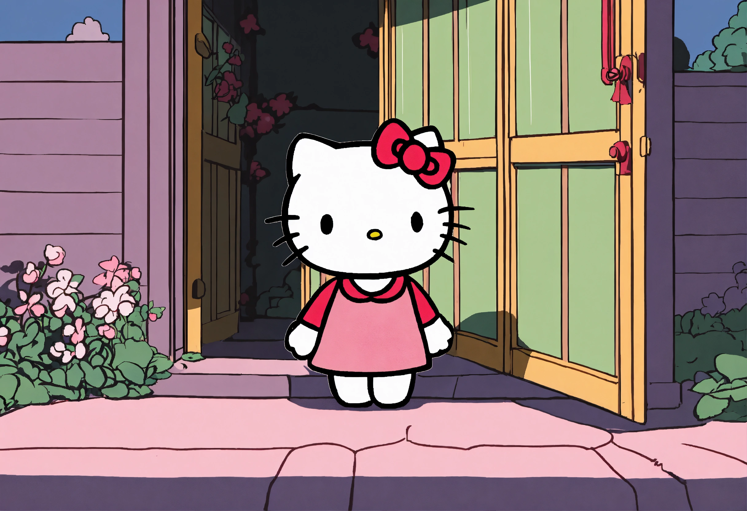 Lexica - Traditional hand-drawn animation of Hello Kitty and her shadow ...
