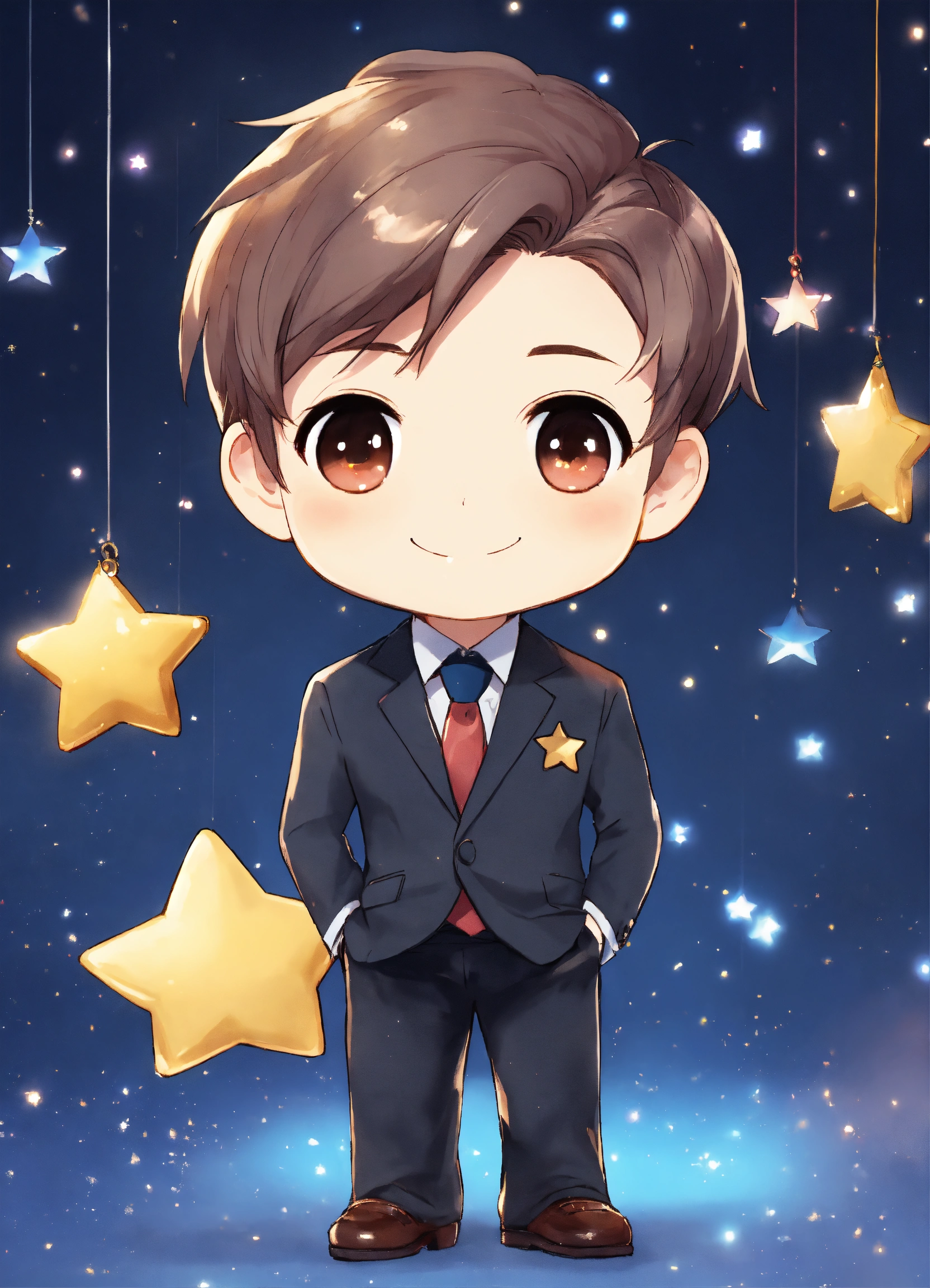 Lexica - Chibi businessman, chibi who smiled decorated star