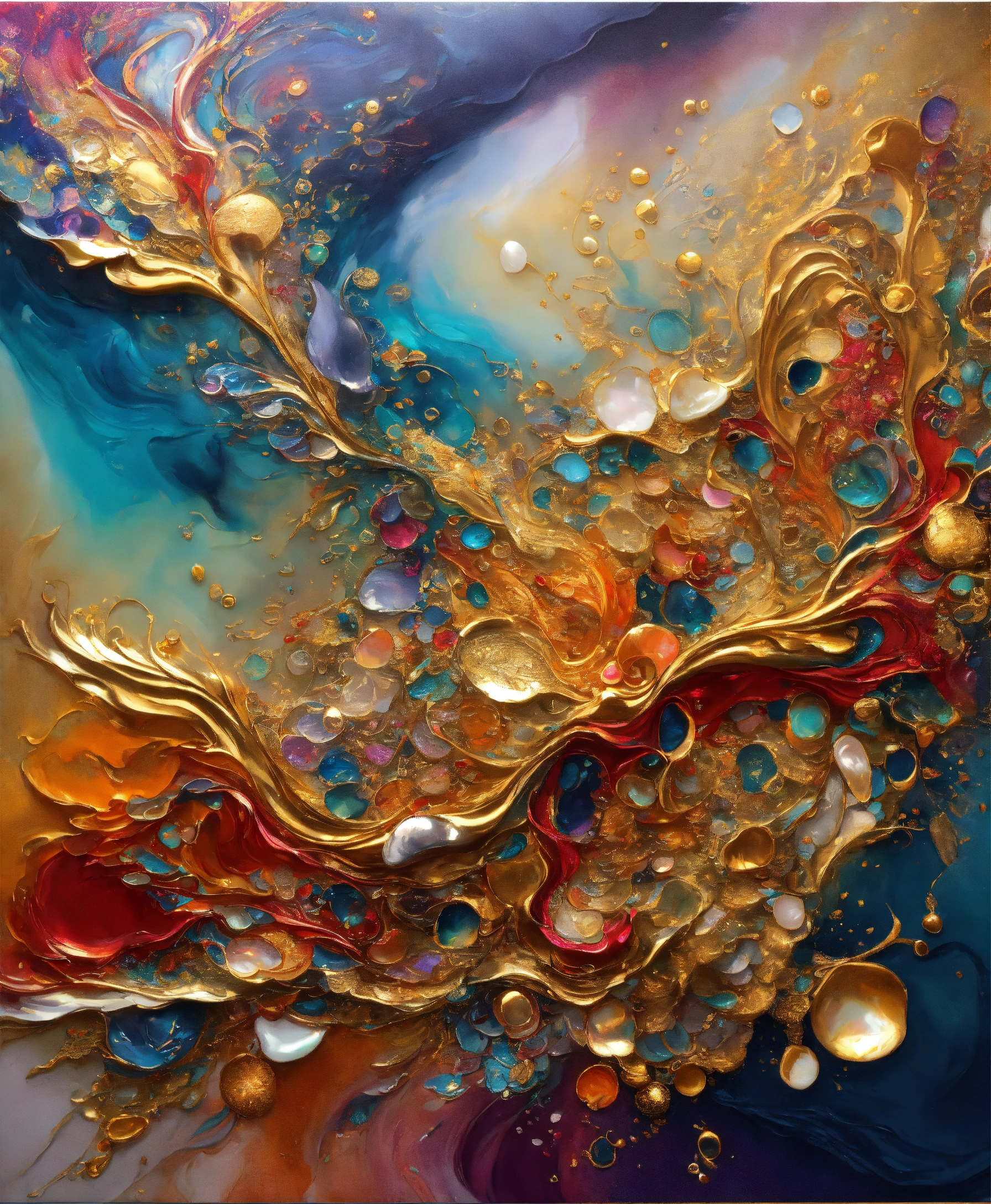Lexica - Colorful abstract painting oil and water complex complicated ...