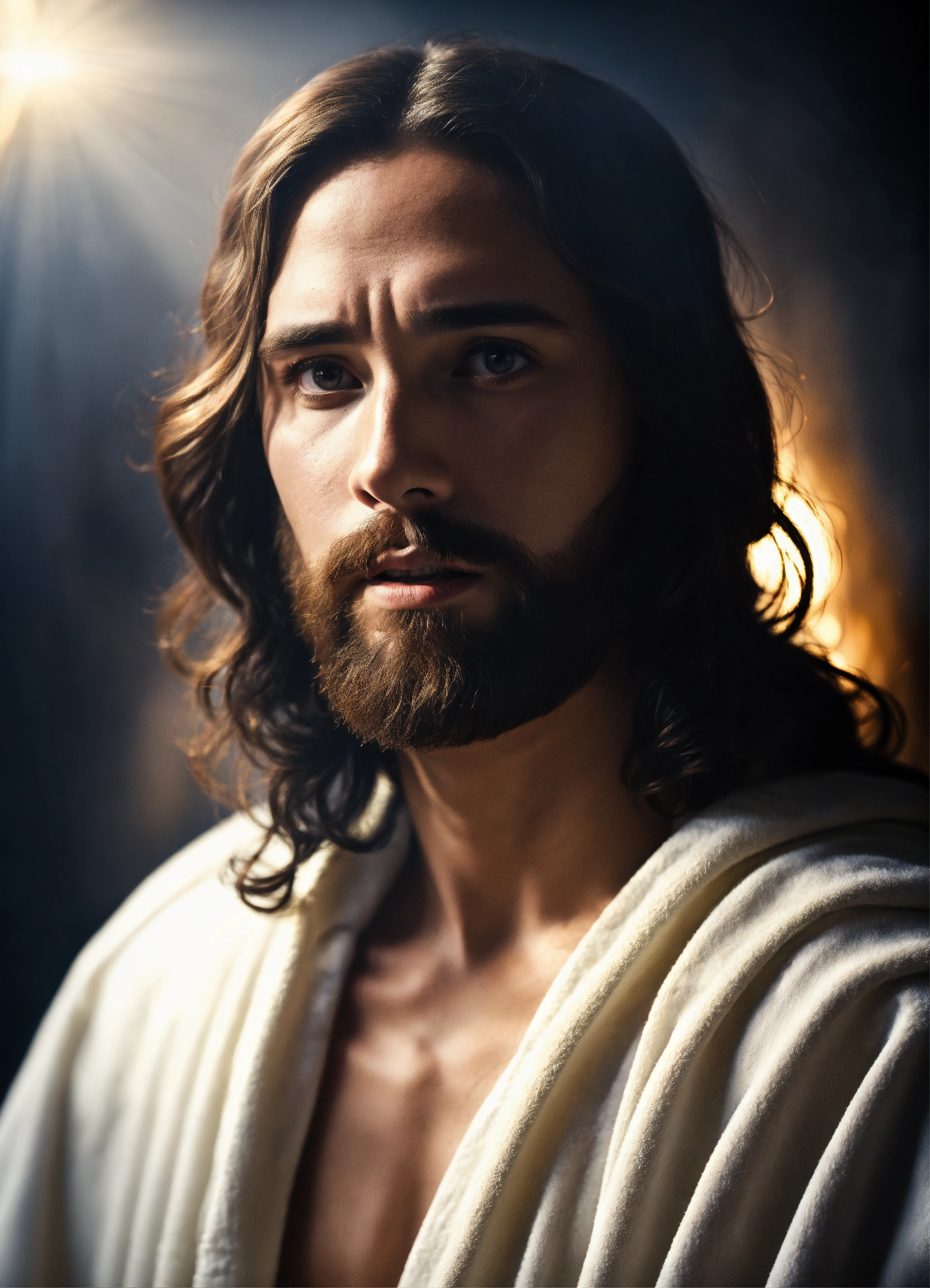 Lexica - Face of Jesus Christ, realistic photography, dressed, people ...