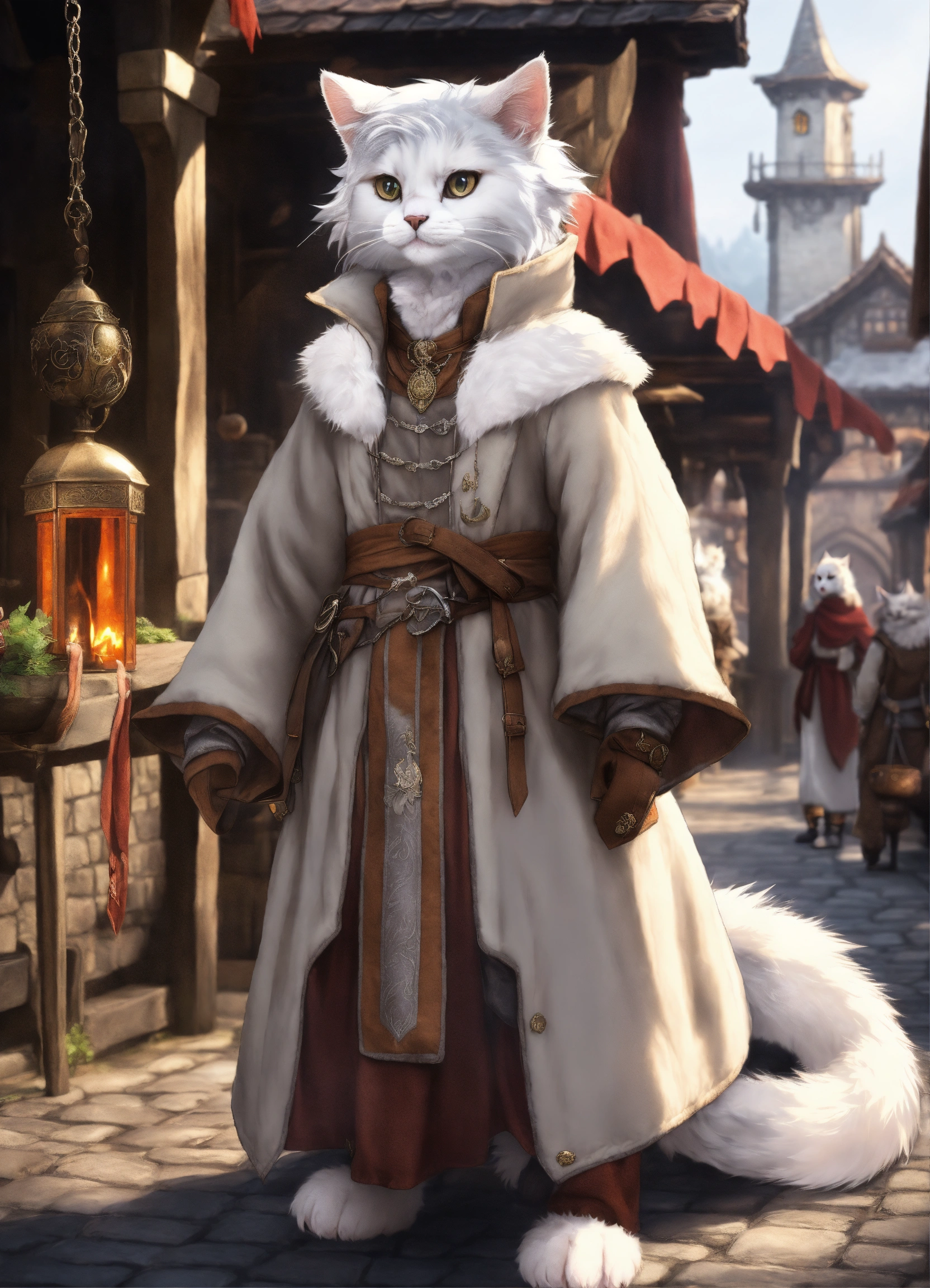 Lexica - Sorcerer Humanoid Cat Furry, White Fur, Silver Dragon Heritage ...