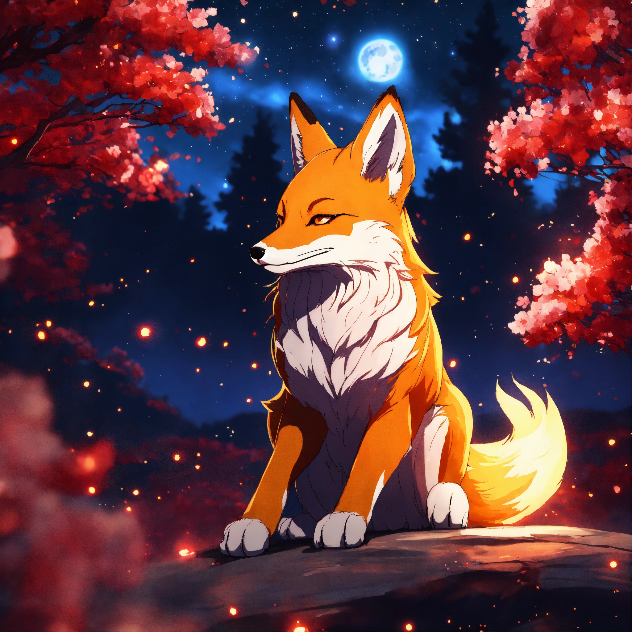 Lexica - Kitsune fox with flames coming out of it, surrounded by red ...