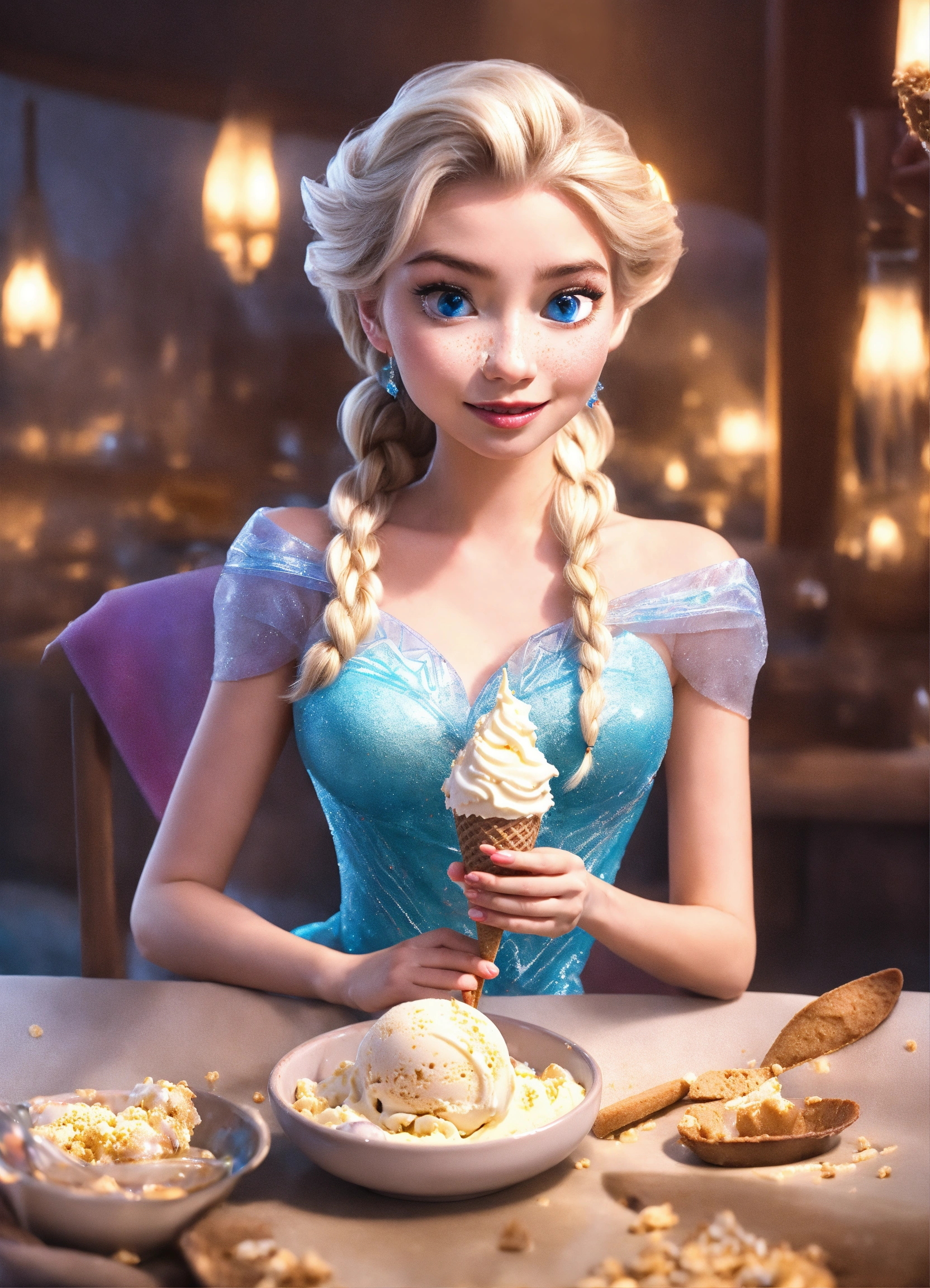 Lexica - Elsa eats ice cream