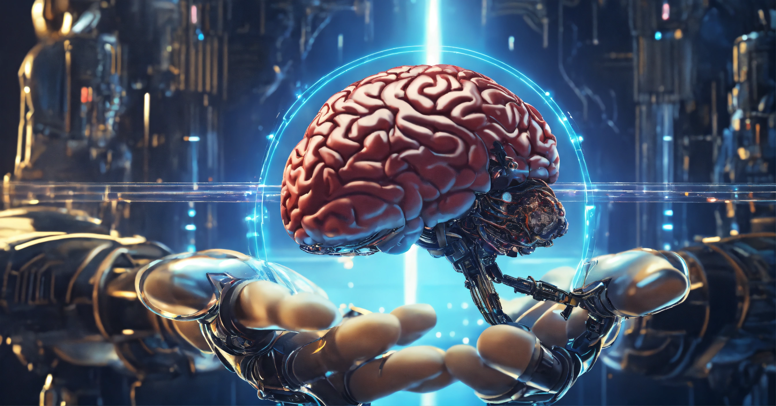Lexica - Human brain with an AI god holding it hovering above the AI ...