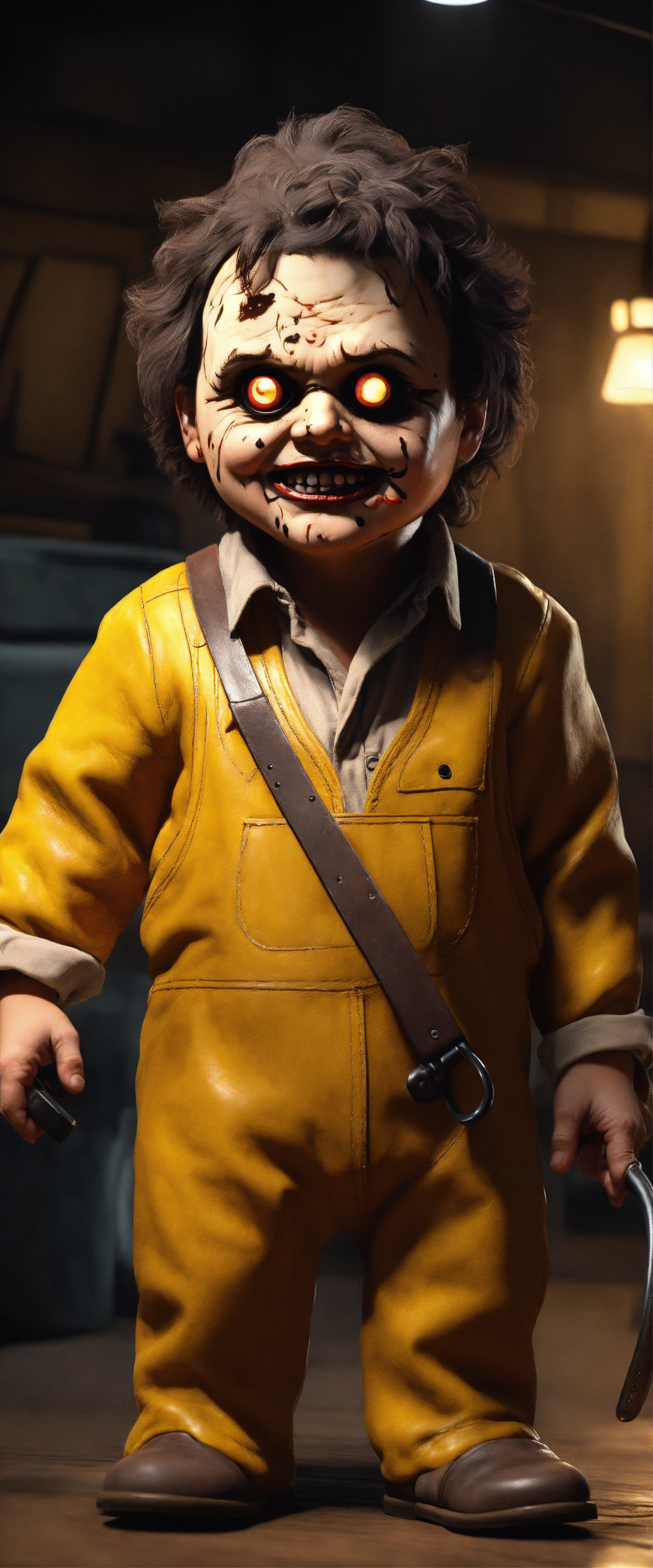 Lexica - Leatherface as a cute baby, cartoon effect, very big eyes ...