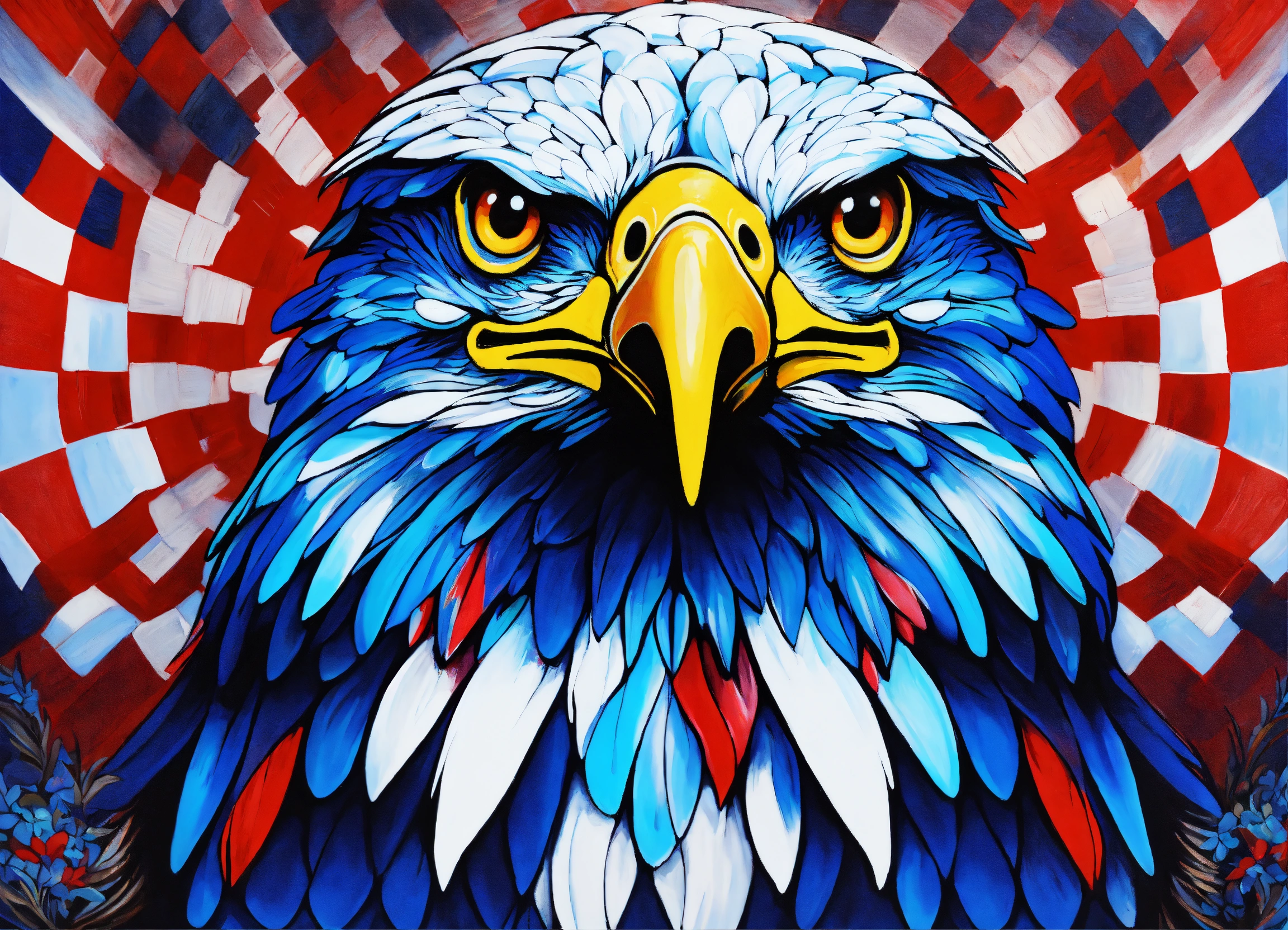 Lexica - Vibrant neo-traditional, a painting of a psychedelic eagle ...