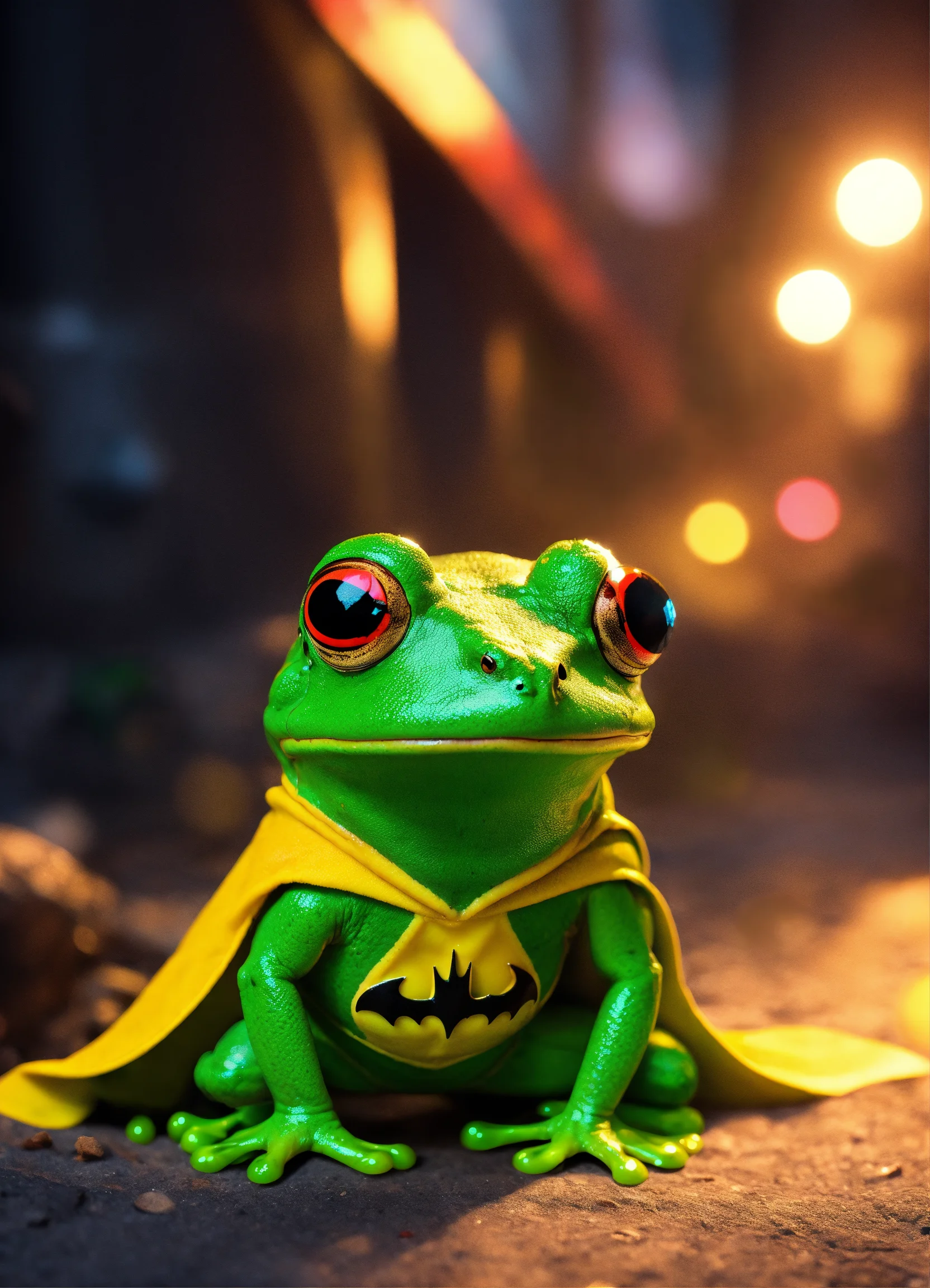 Lexica - Coqui frog in batman uniform, 8k