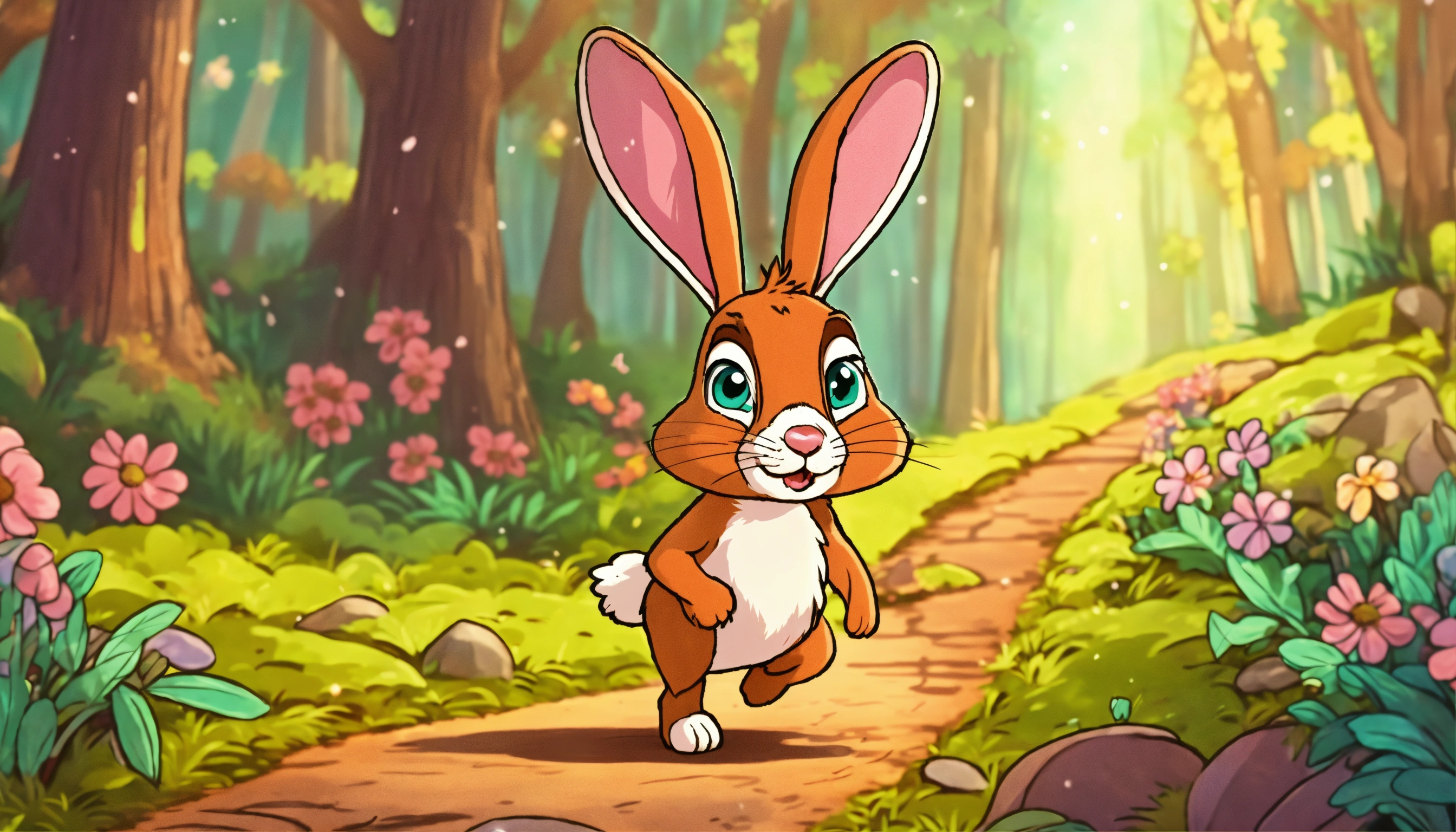 Lexica - Cartoon style upset crying hare is walking on the magical ...