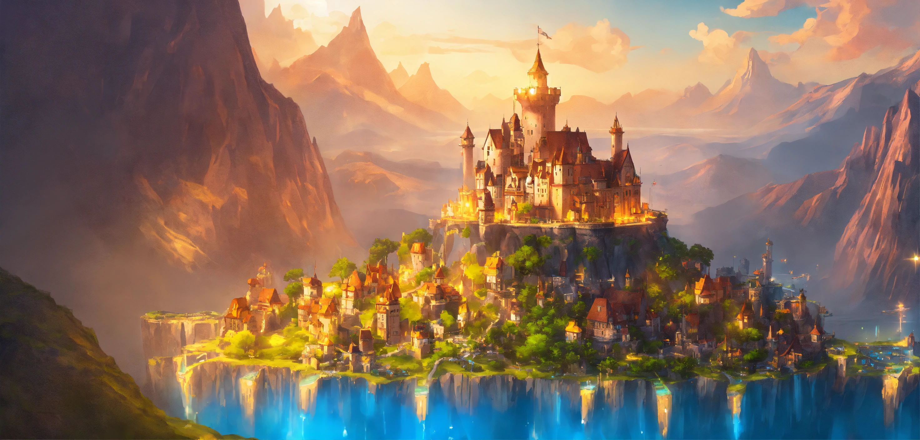 Lexica - Many small castles on top of floating mountains with large ...