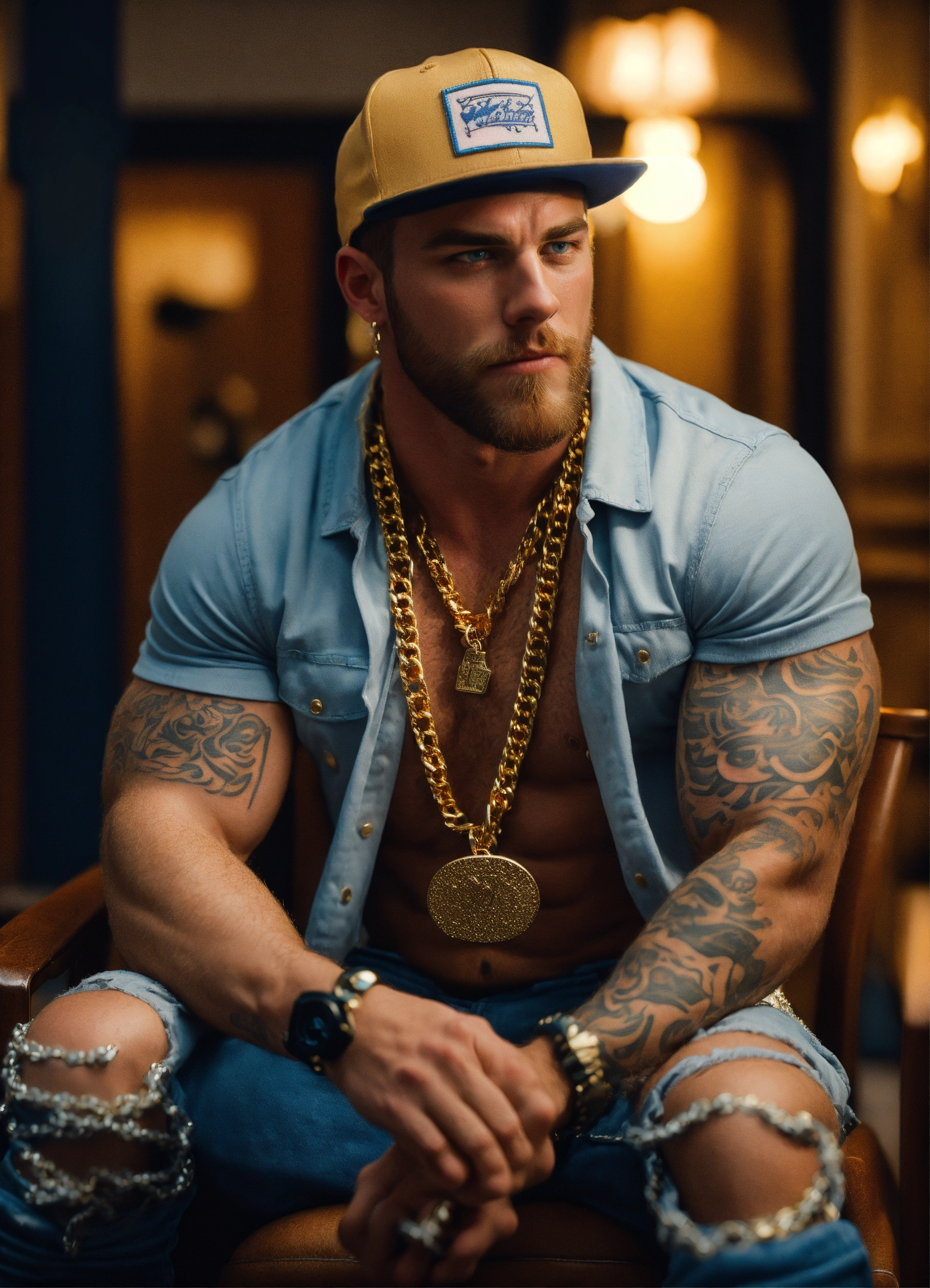 Lexica - Realistic photo of a masculine blonde haired, blue eyed, jock ...