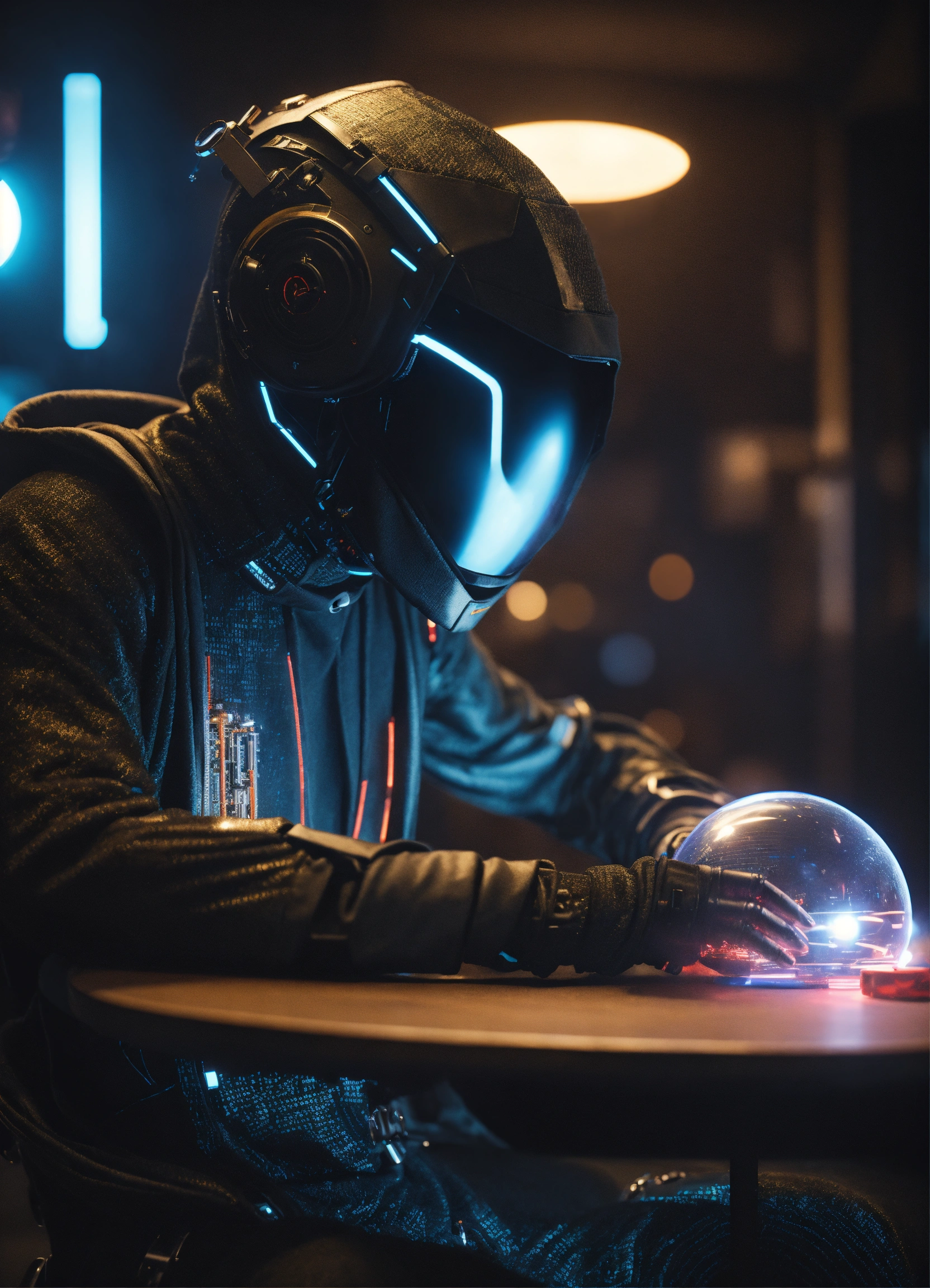 Lexica - Nerdy 25 year old male cyborg hacker wearing futuristic ...
