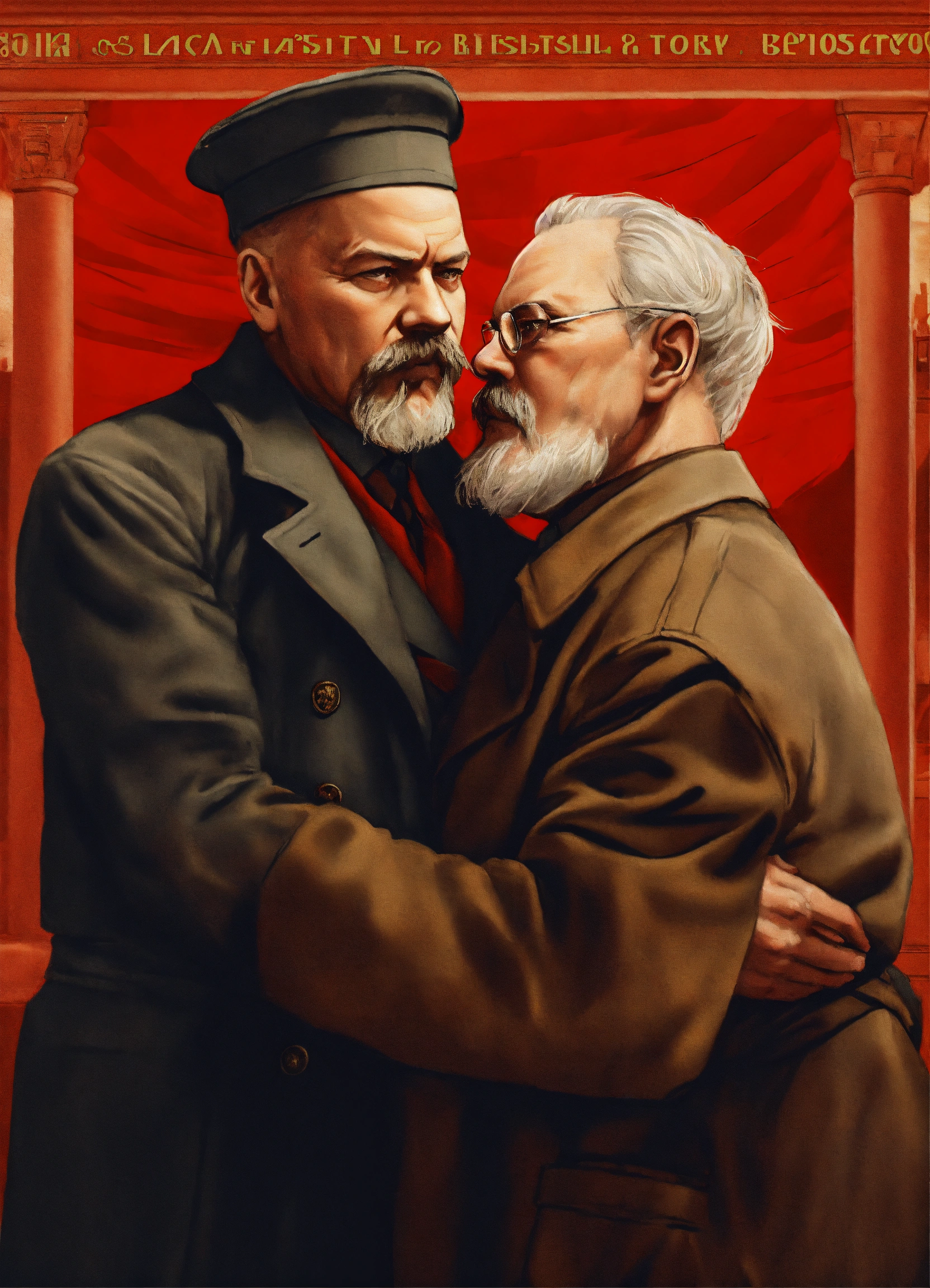Lexica - Illustration Vladimir Lenin hugging Leon Trotsky. super ...