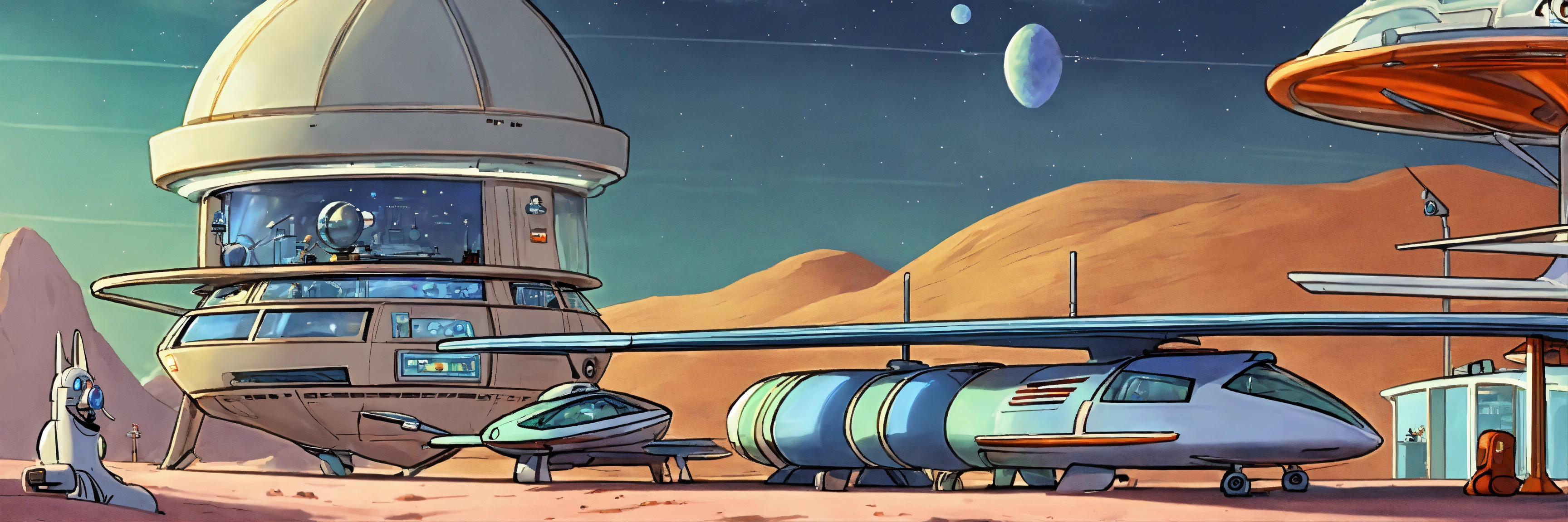 Lexica - Cartoon retrofuturistic moonbase. The Jetsons.