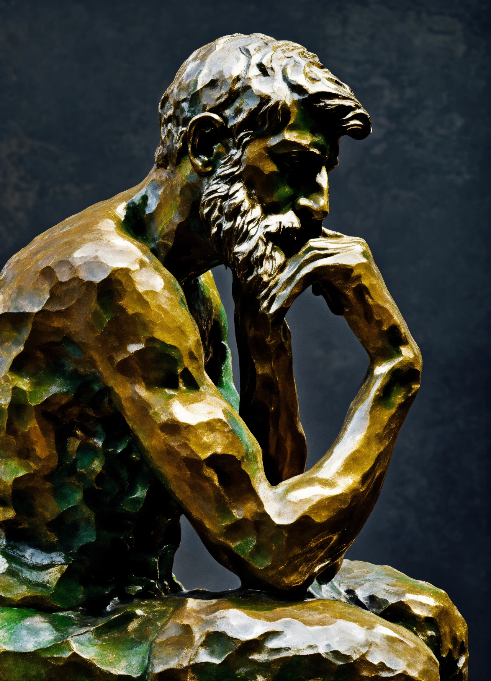 Lexica - "The Thinker" sculpture by Auguste Rodin, face, close up, 4 ...