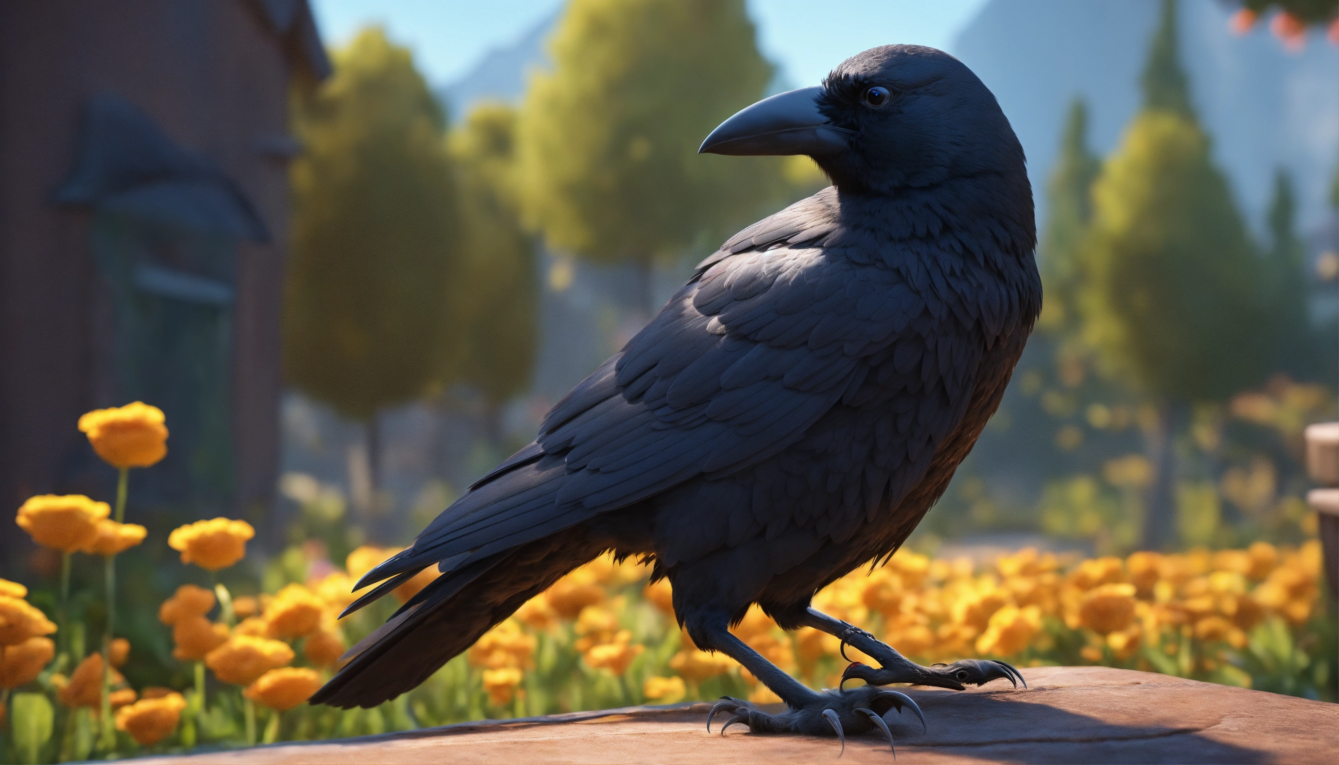 Lexica - Crow thinking to catch rabbits with a sudden swoop, 3d style ...