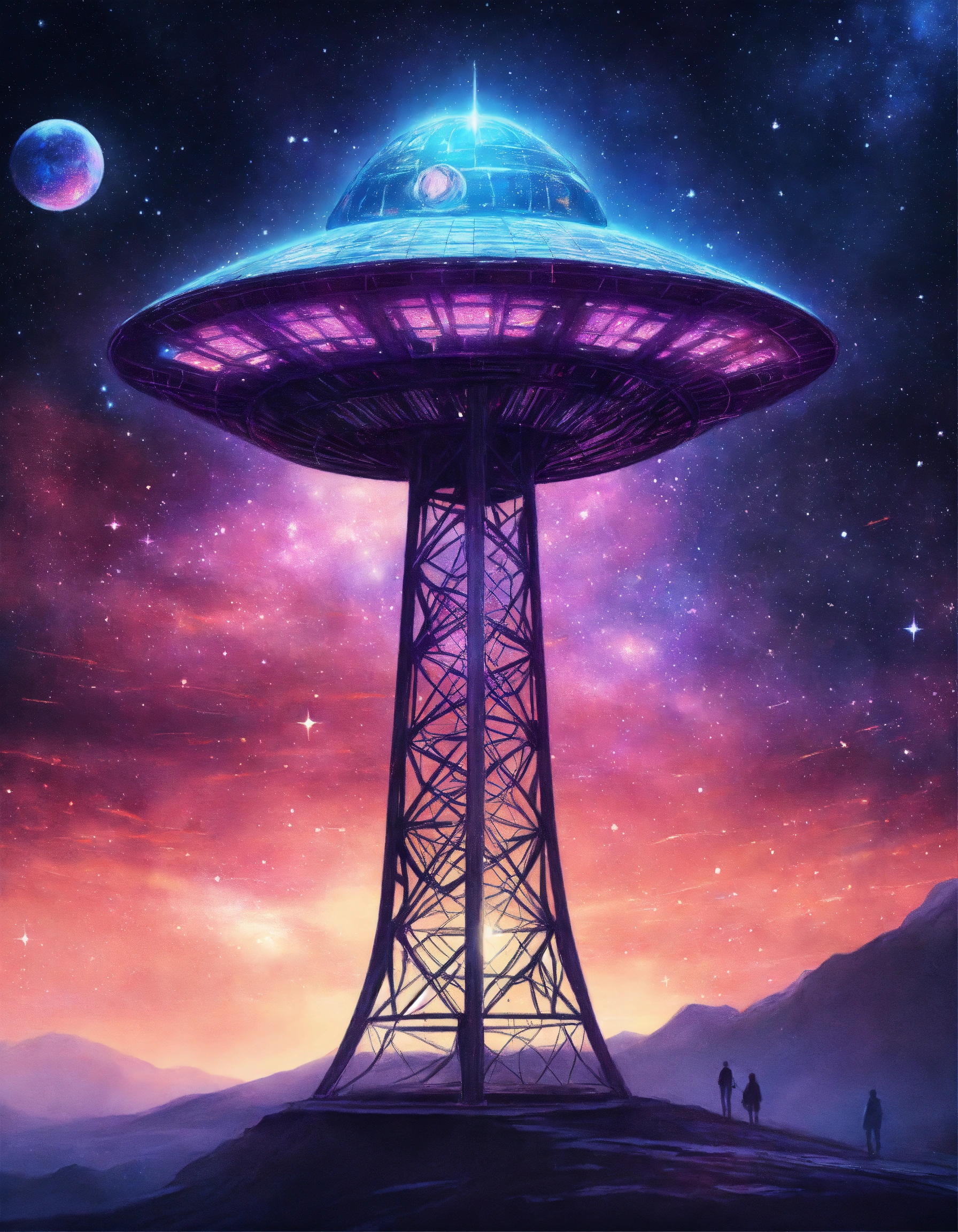 Lexica - Realistic colored pencil drawing of a cosmic illuminated alien ...