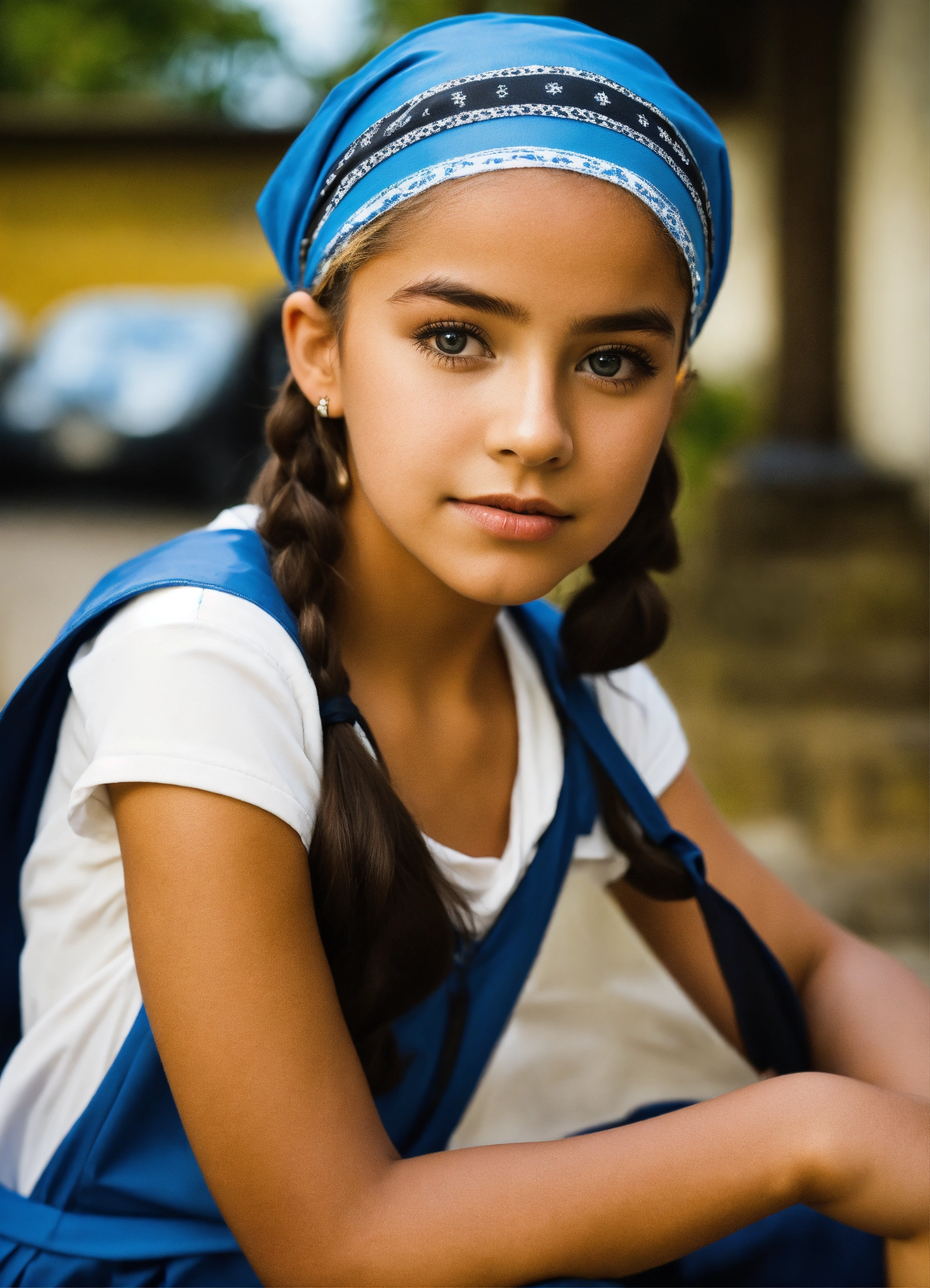 Lexica - 11 yo girl blonde latina, Brazilian, black bandana on head ...