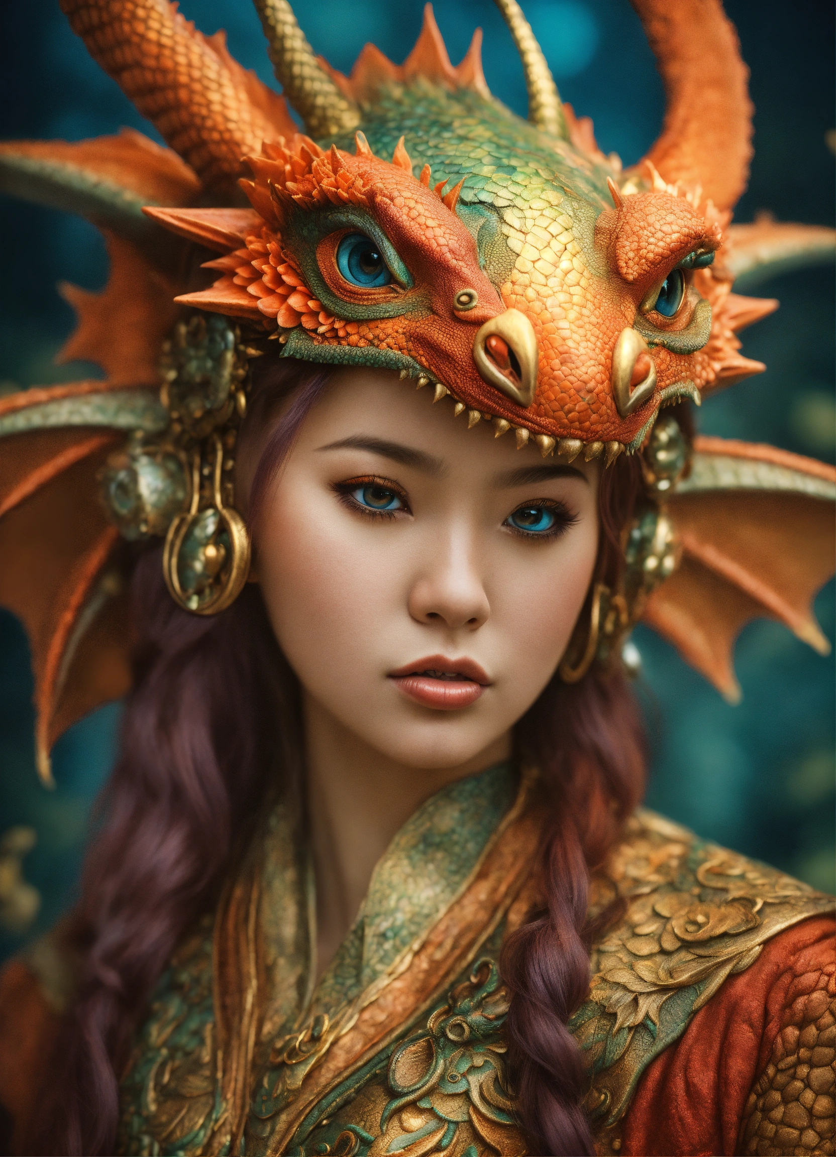 Lexica - Dragon-girl, portrait, close up, Daniel Merriam, Naoto Hattori ...
