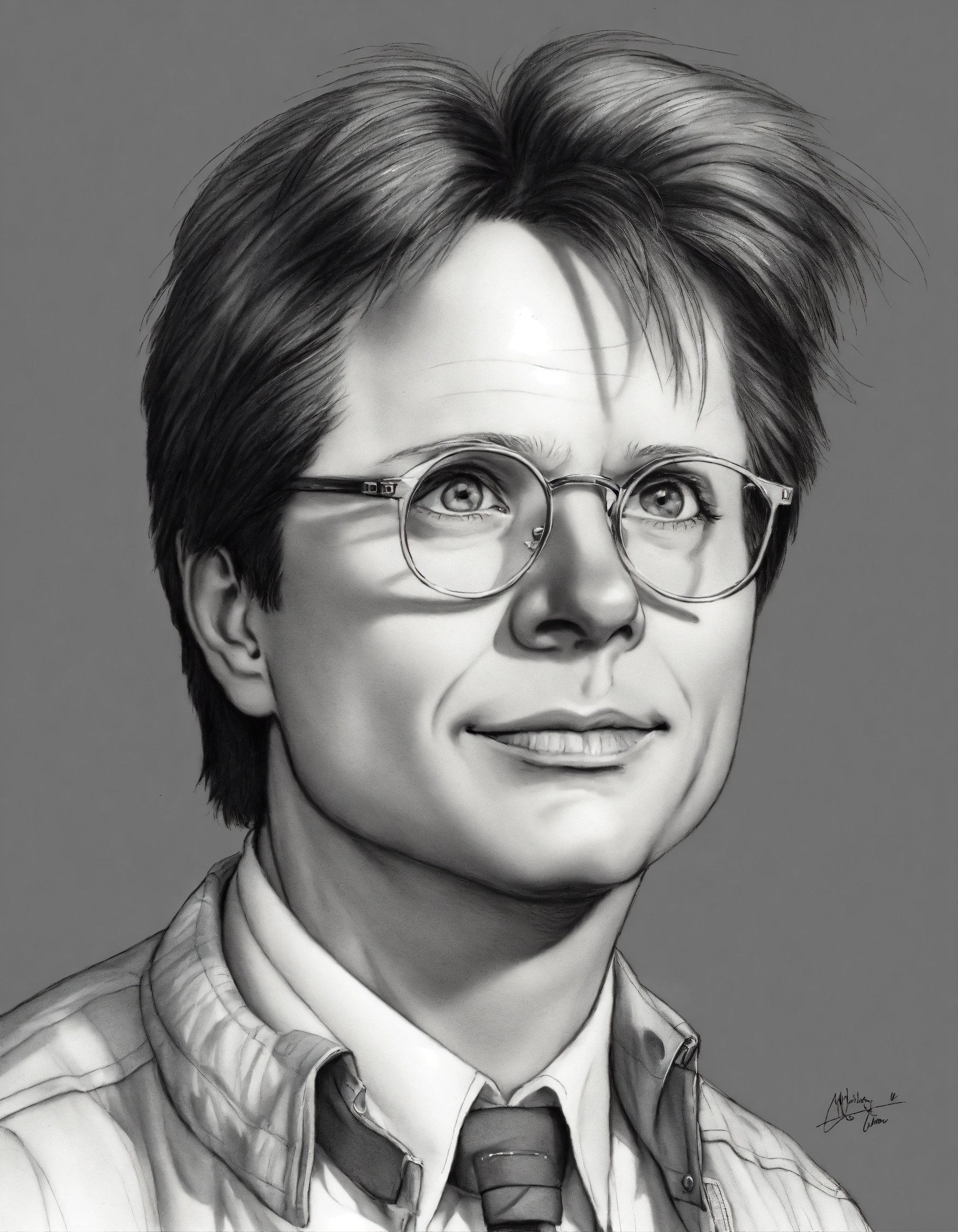 Lexica - Pencil Caricature of Michael J Fox as Marty Mc Fly in back to ...