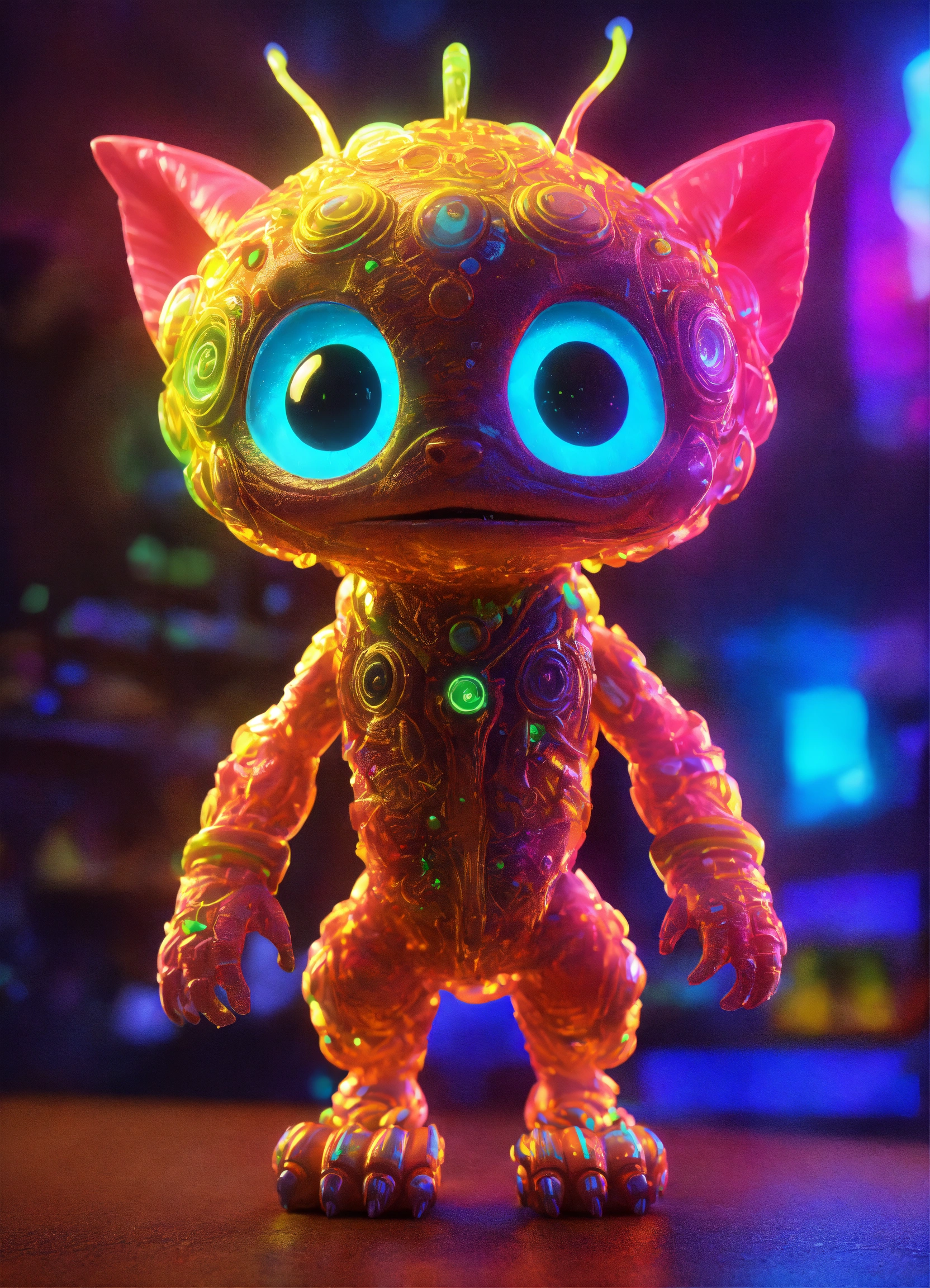 Lexica - Gelly cute adorable alien monster, full-body, neon glow colors ...