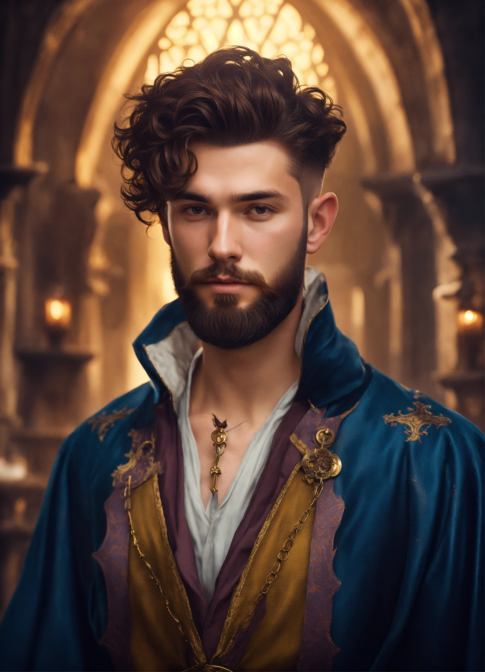 Lexica - A young wizard with very short beard and hair in a magical ...