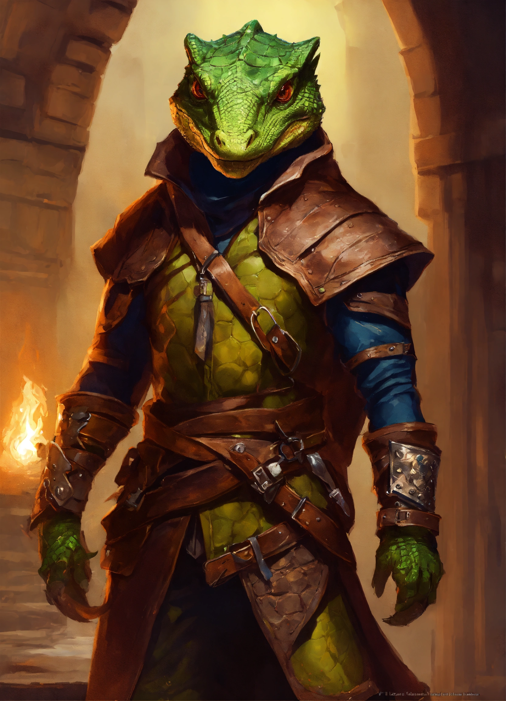 Lexica - D&D Lizardfolk, alchemist, leather hood