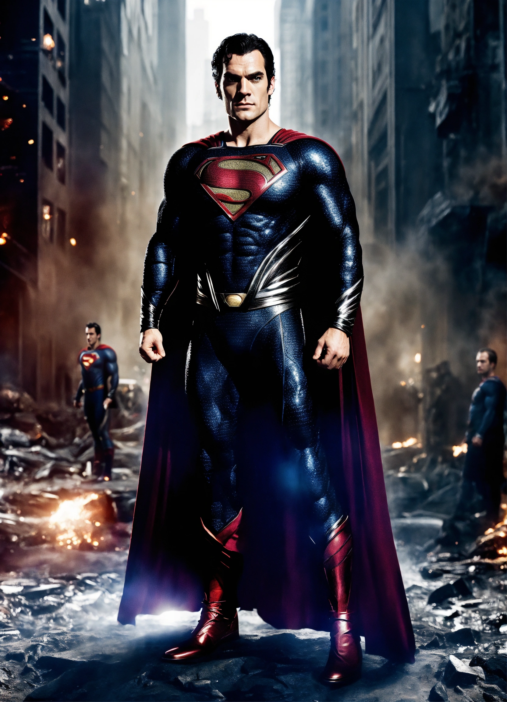 Lexica - Henry Cavil as evil superman in a black and silver costume