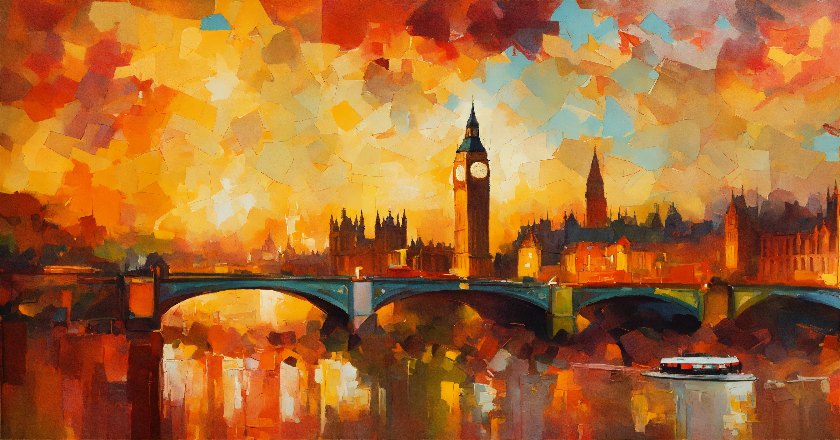 Lexica - Create an oil painting of London using abstract expressionism ...