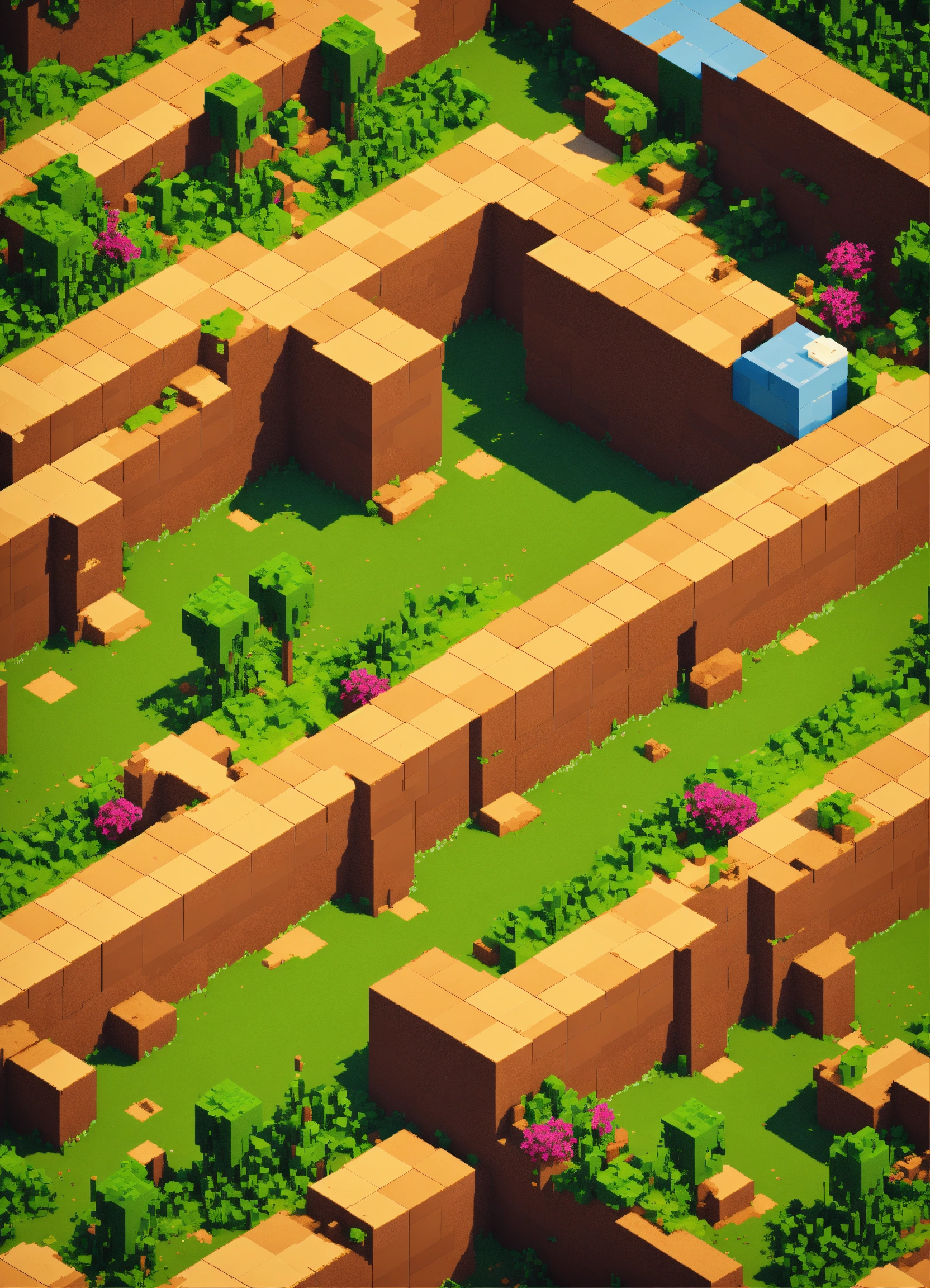 Lexica - Simple blocky pixel ruins from above