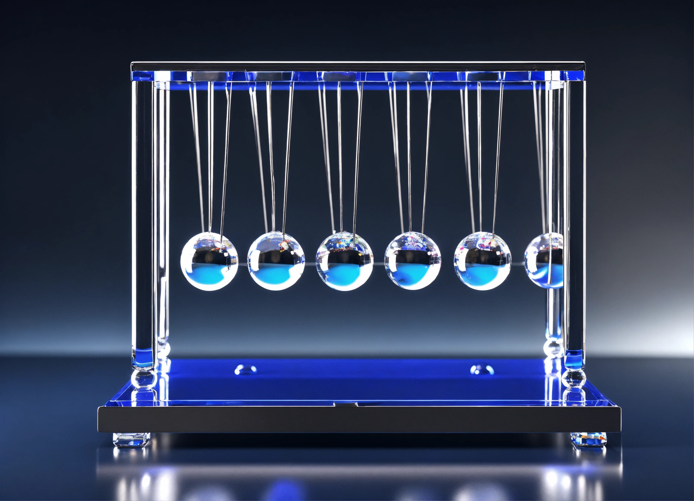 Lexica - Newtons cradle, five crystal clear transparent bouncing balls ...