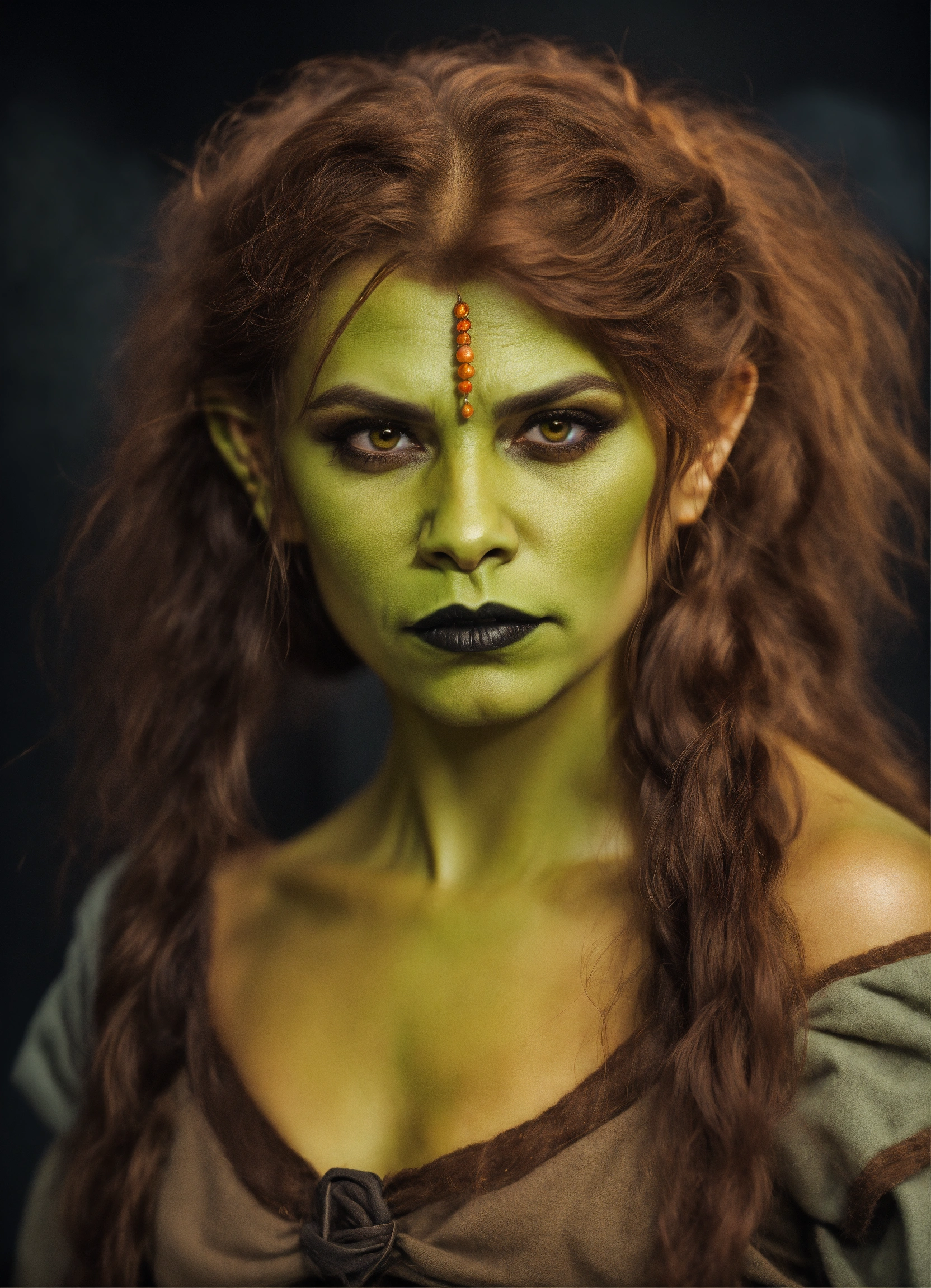 Lexica - Photo quality portrait of an orc maiden with brown tufty hair ...