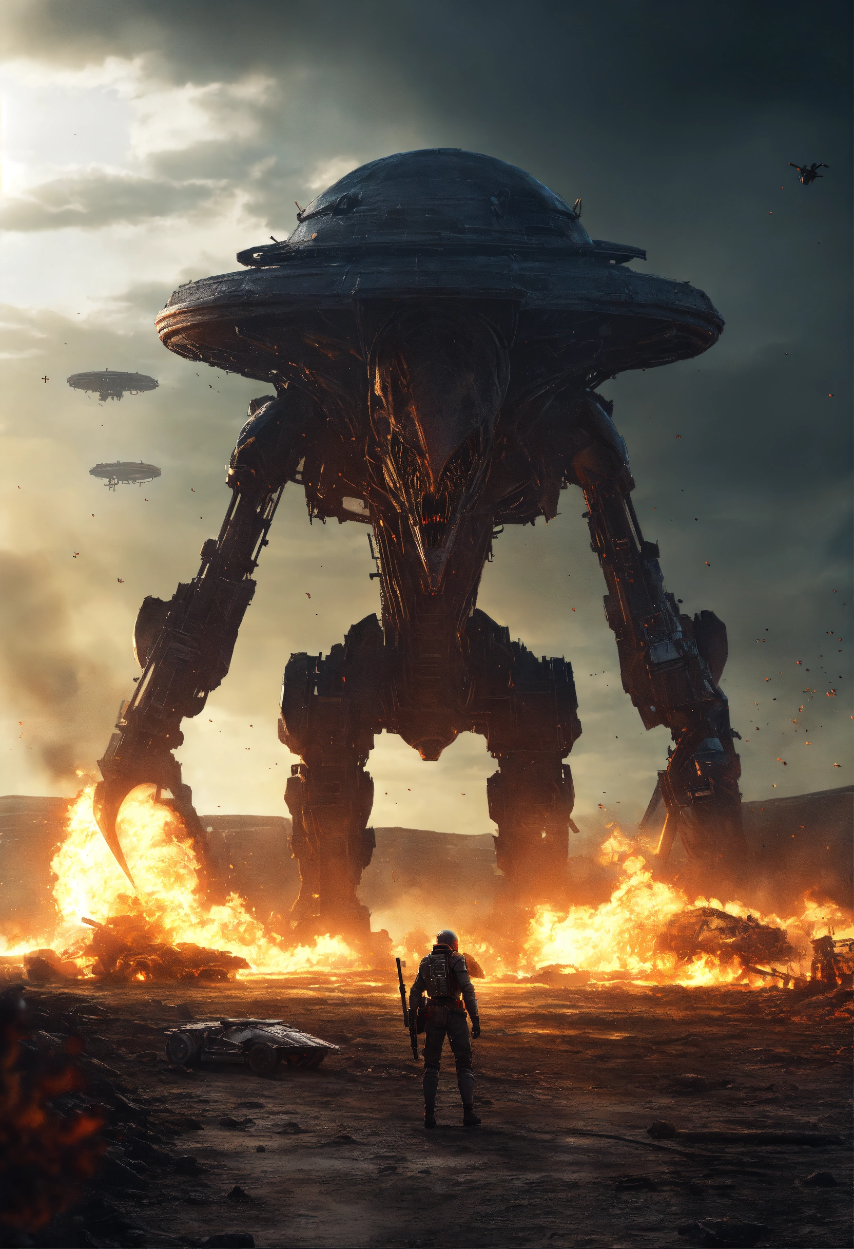 Lexica - War-torn battlefield, menacing environment, Alien, 8K ...