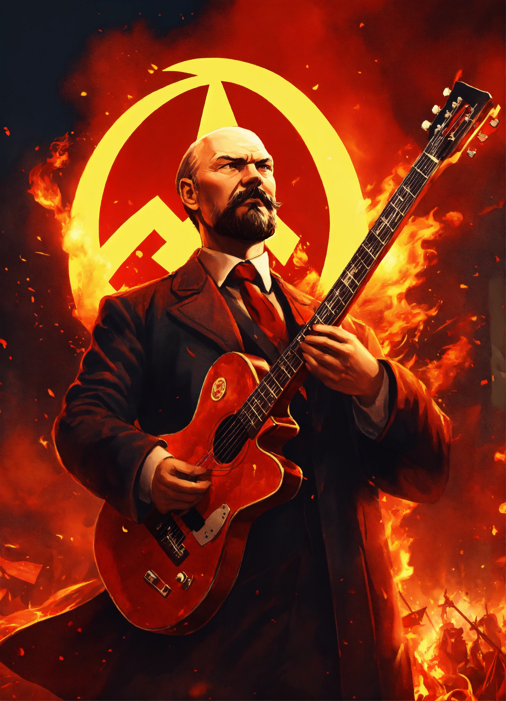 Lexica - Illustration Lenin, with a determined look, is playing a ...