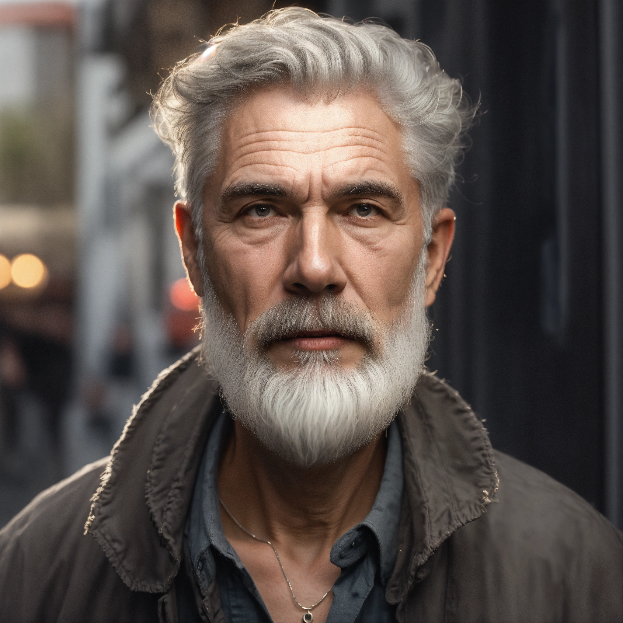 Lexica - Old man grey, goatee grey light hair, white skin