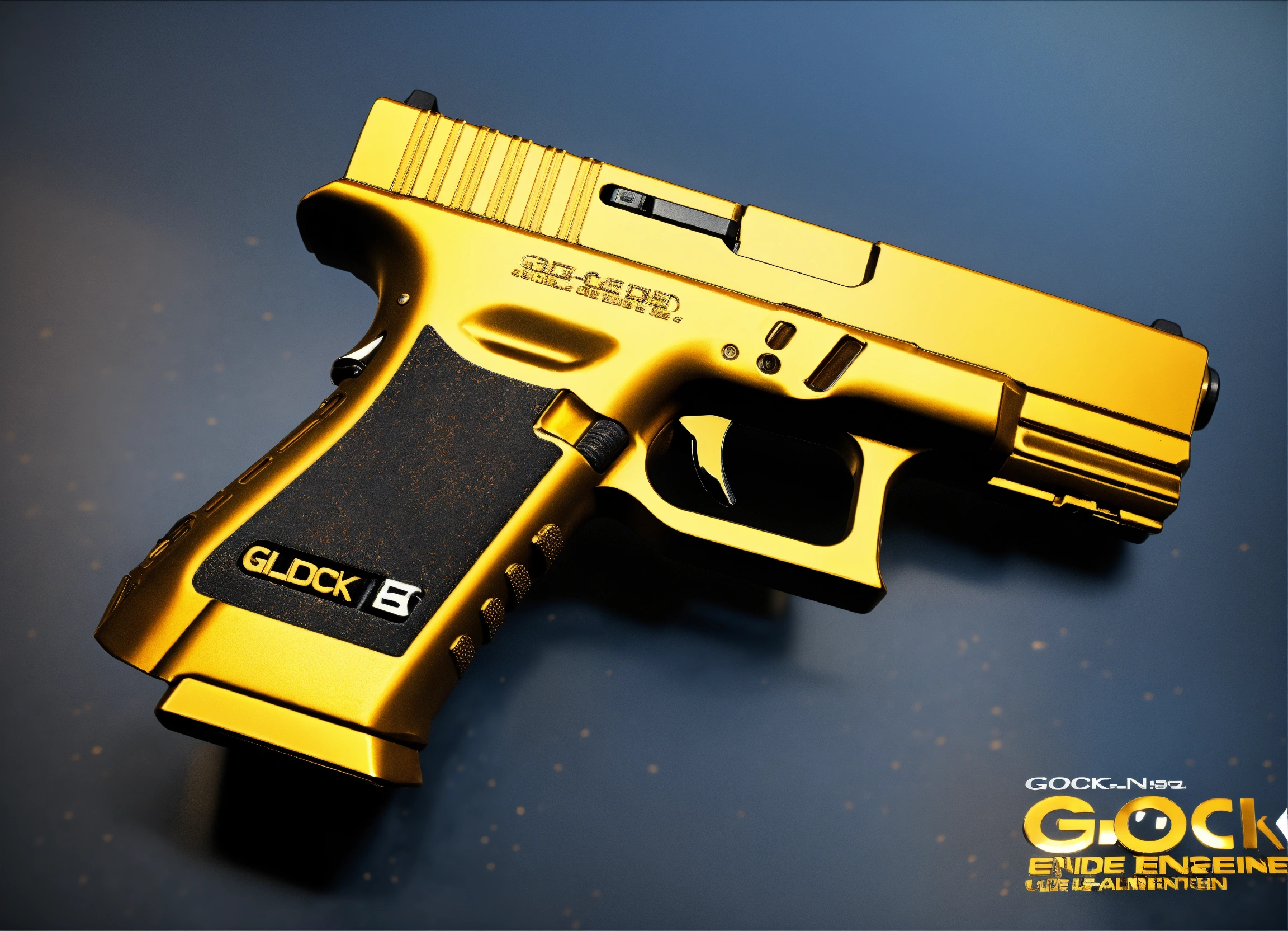 Lexica - (SIDE-VIEW) golden, glock, intricate, 128K, UNREAL ENGINE