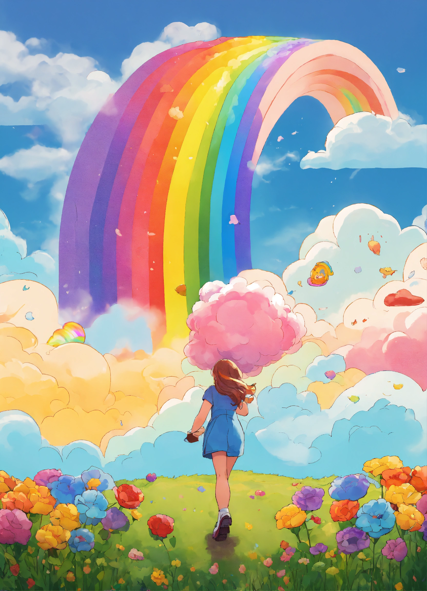 Lexica - Create a cloud cartoon person, barfing a rainbow with rainbow ...