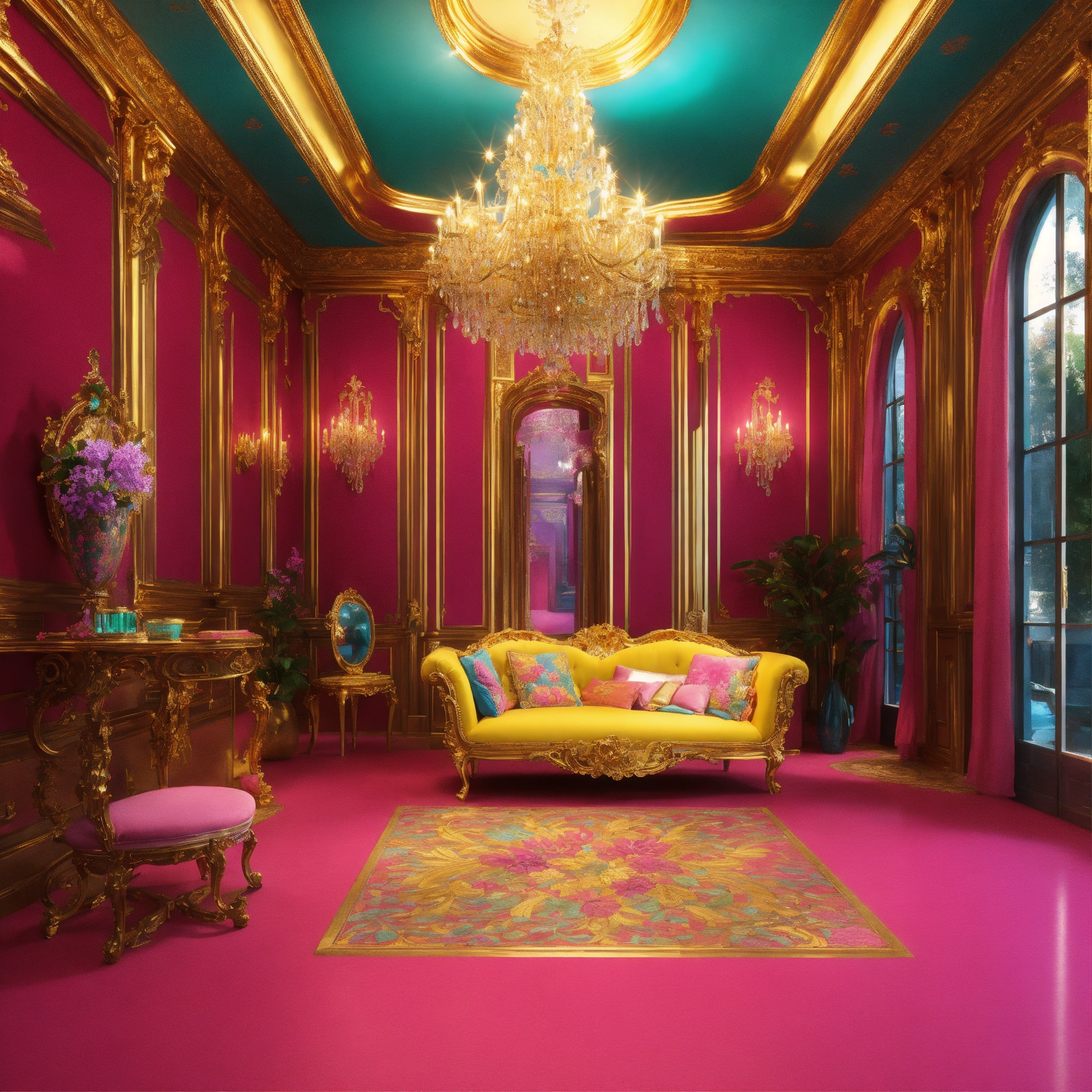 Lexica - Futuristic beautiful French mansion interior glamorous ...